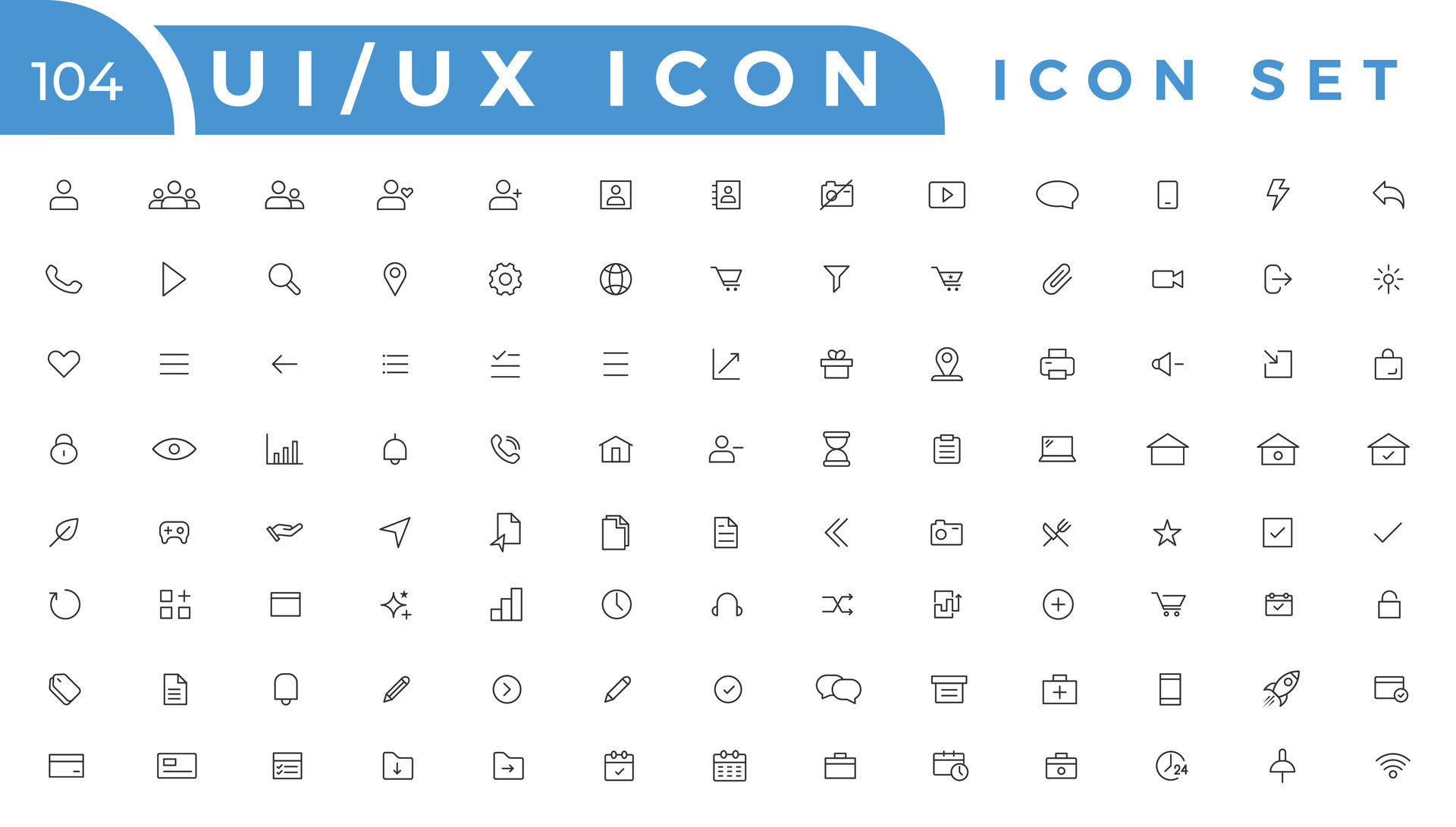 Basic User Interface Essential Set Line Outline Icons For App Web
