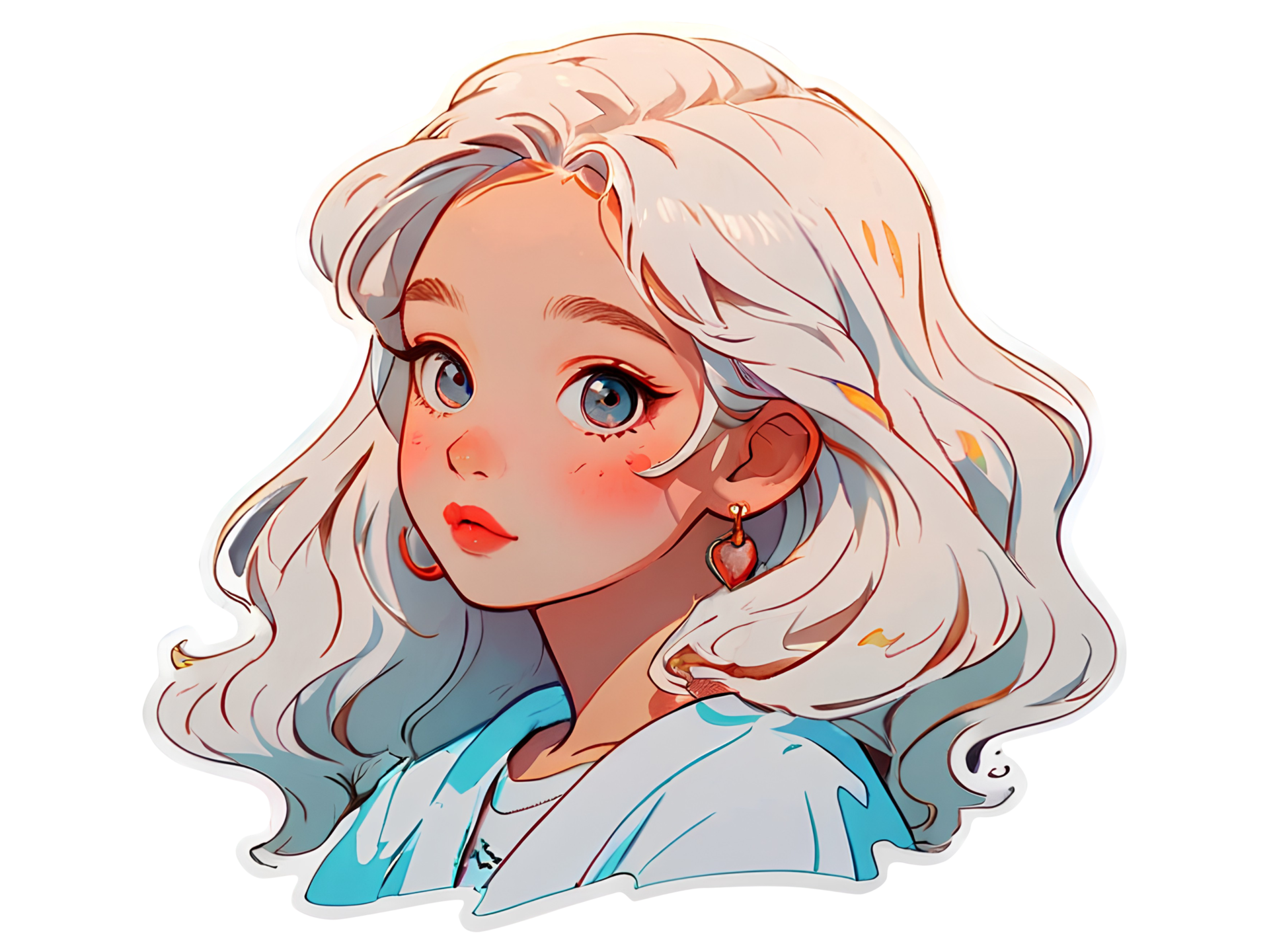 Beautiful Young Anime Girl Character With Blonde Hair Isolated Sticker