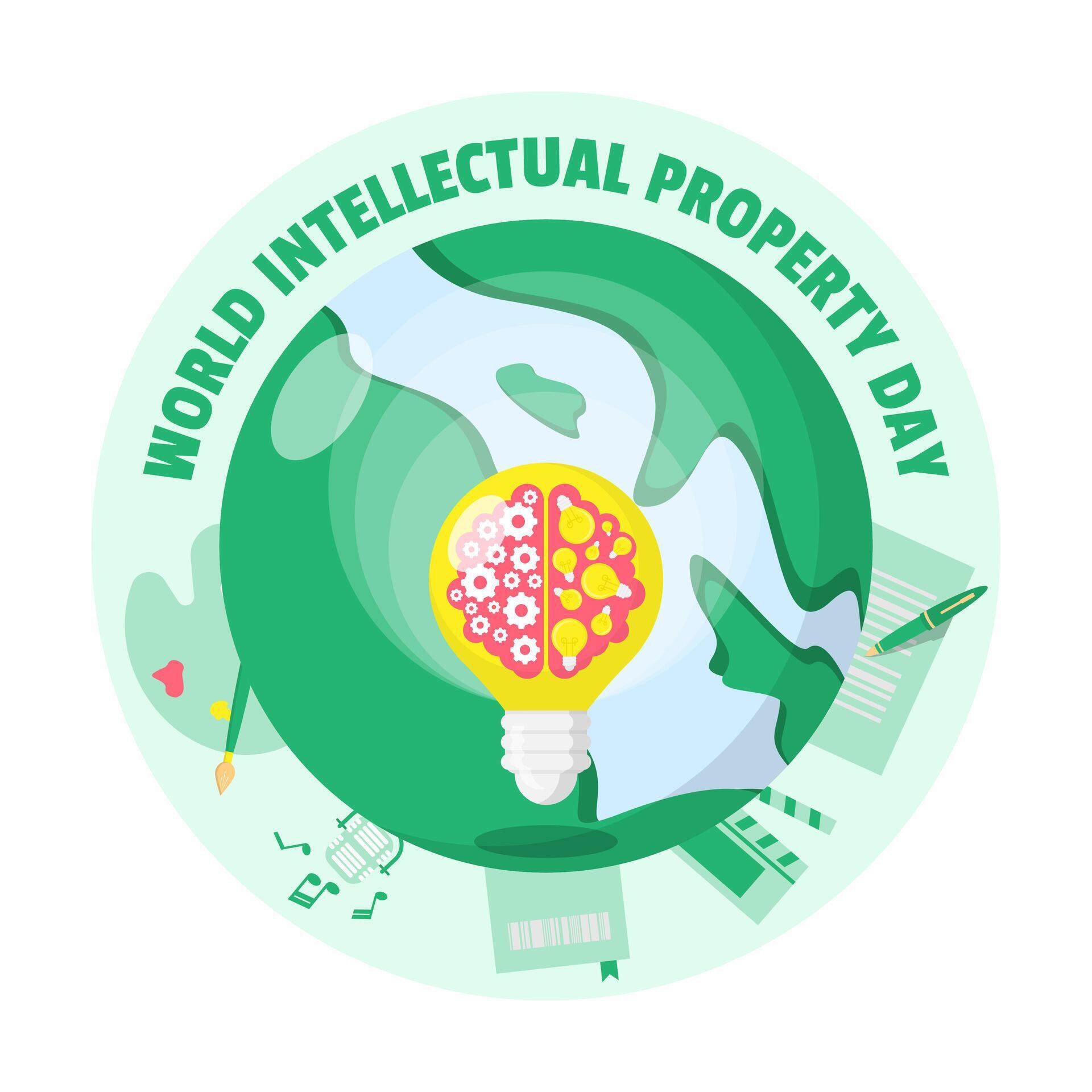 World Intellectual Property Day poster with light bulb on earth and ...