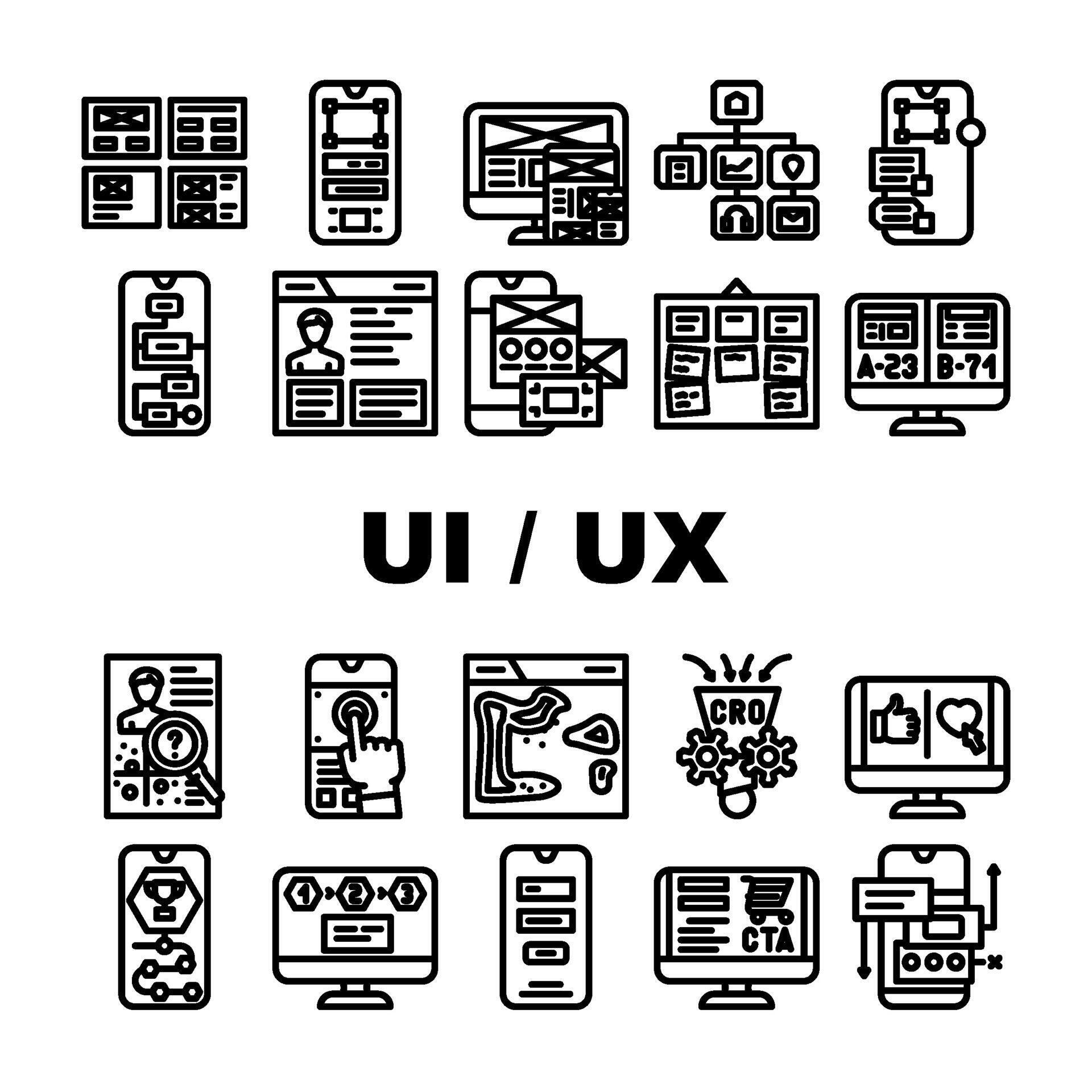 ui ux web interface app icons set vector 41500657 Vector Art at Vecteezy