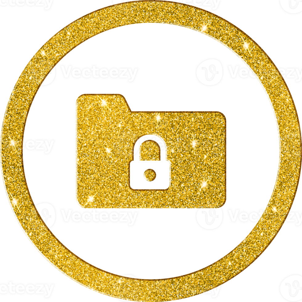 Elegant Gold Glitter Secure Folder Icon 41501993 PNG