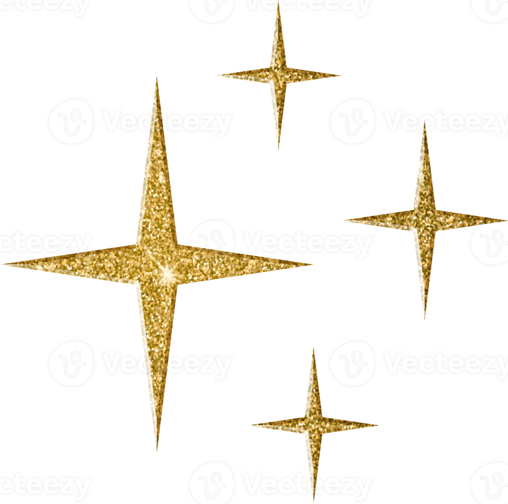Shining Gold Glitter Star Cluster 41502360 PNG