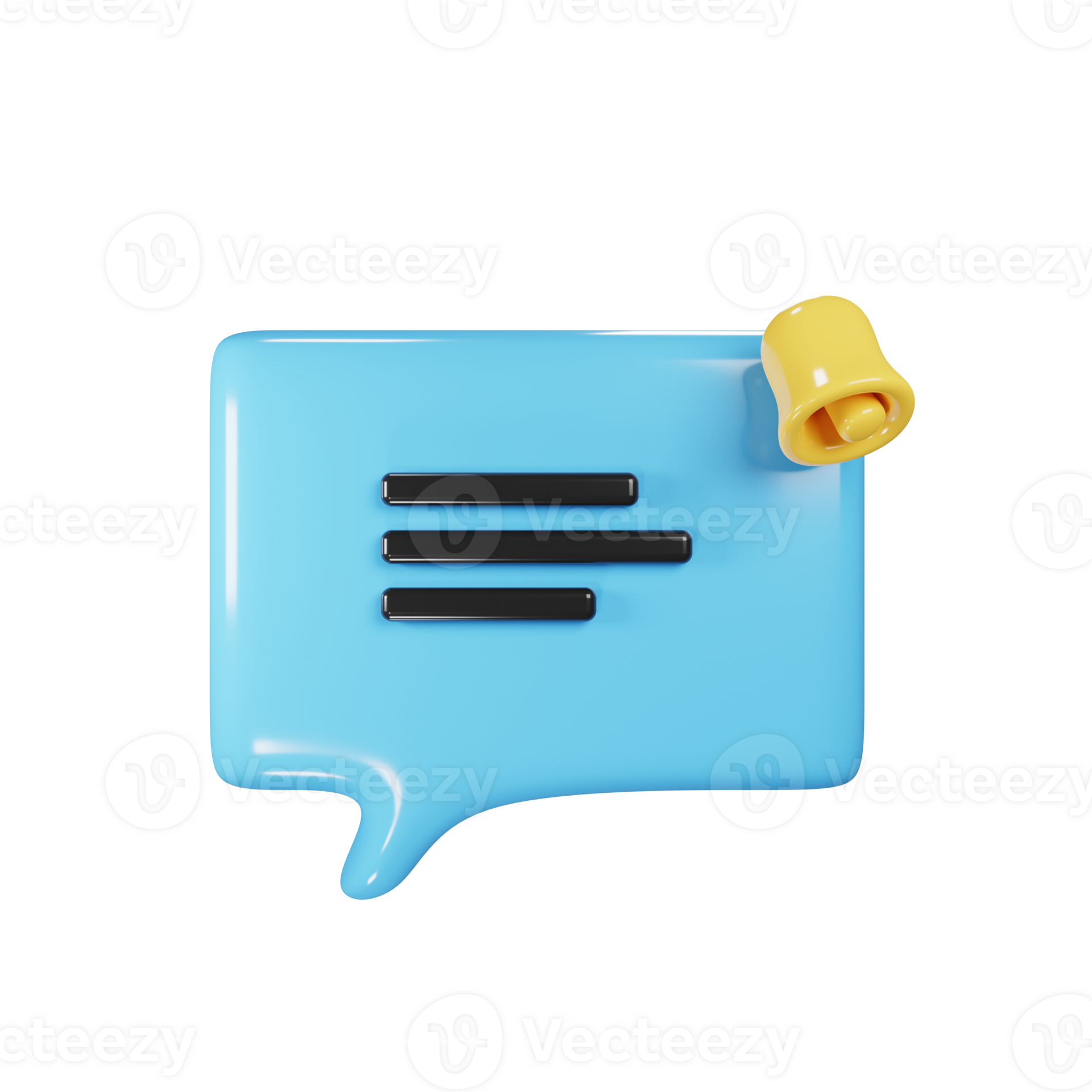 3d Bubble Chat Message With Notification Bell 3d Render Online Chat Concept Illustration Of