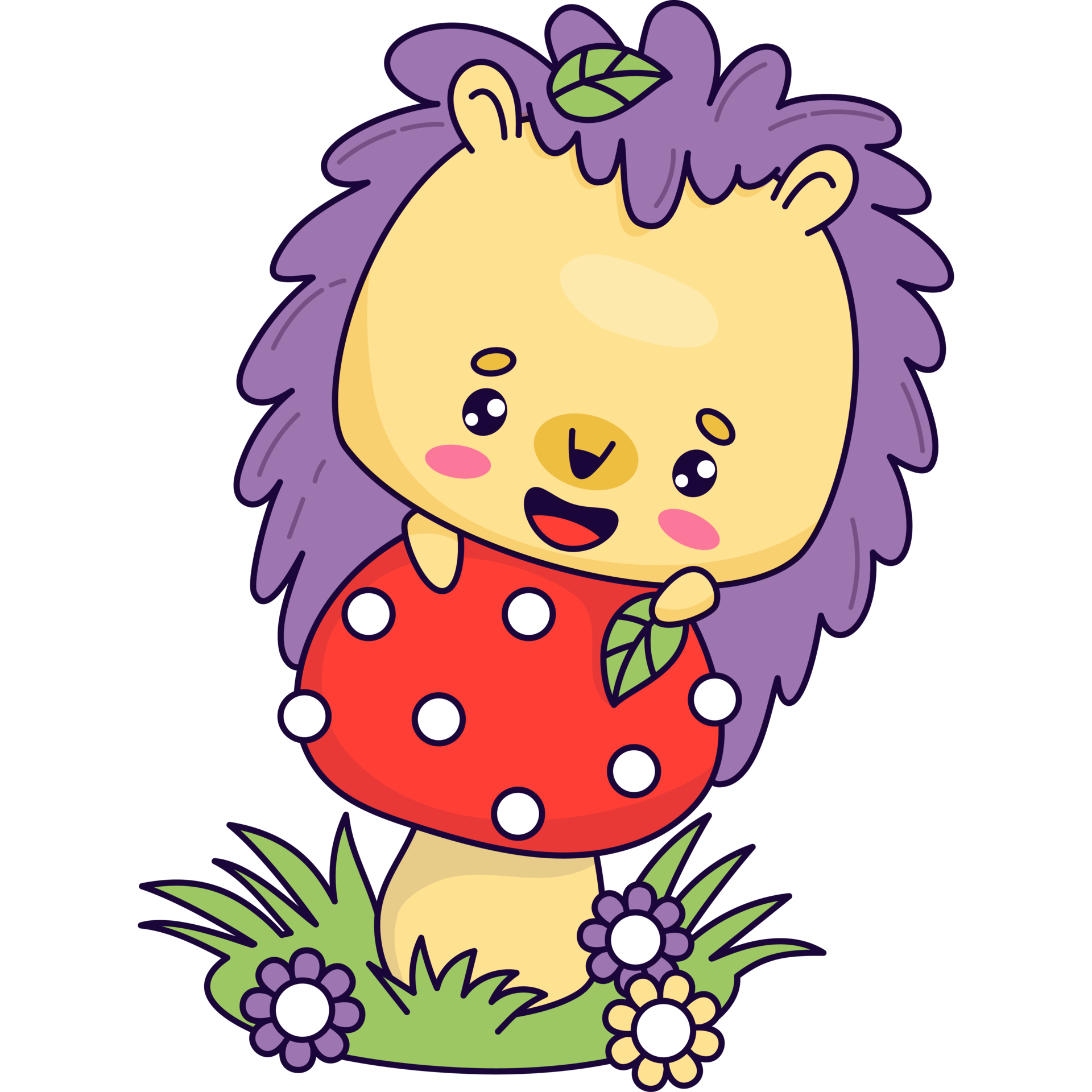 Cute hedgehog on mushroom 41504071 PNG