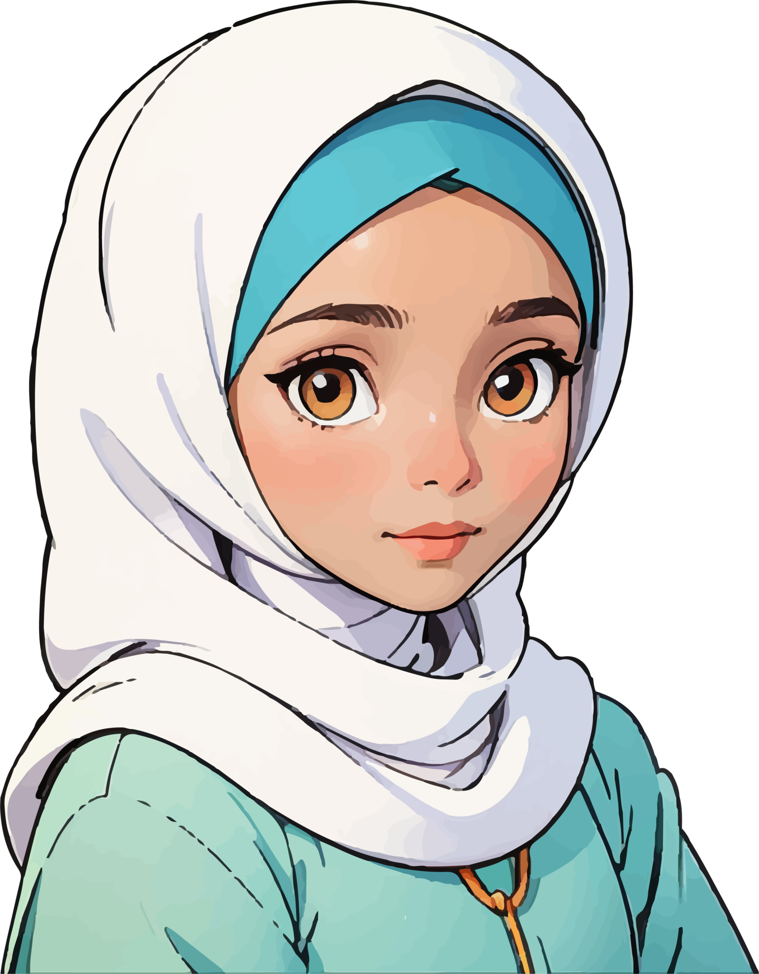 AI generated Hijab Girl Cartoon Image Clip Art 41505529 PNG