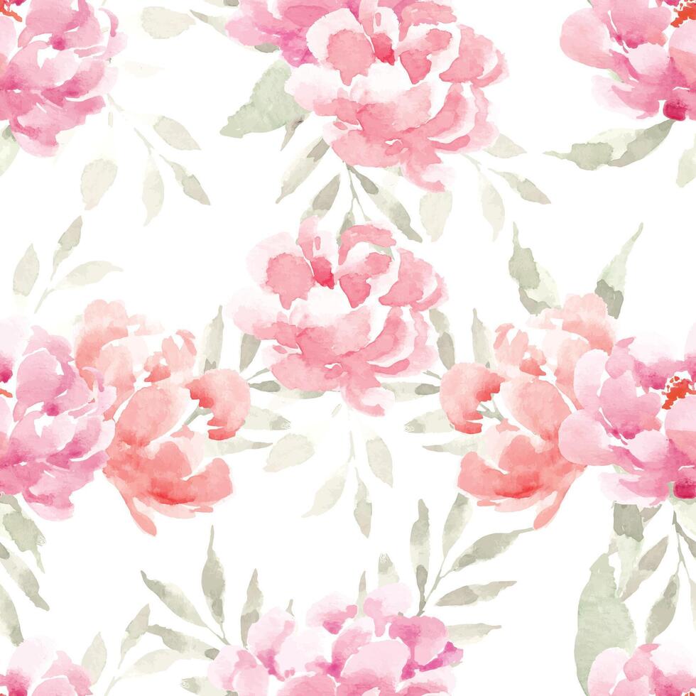 Pink And Orange Watercolor Flower Seamless Pattern 41640441 Vector Art