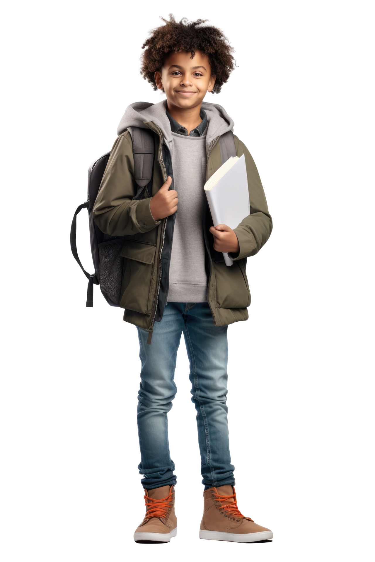 AI generated Portrait of little boy student happy smiling standing ...