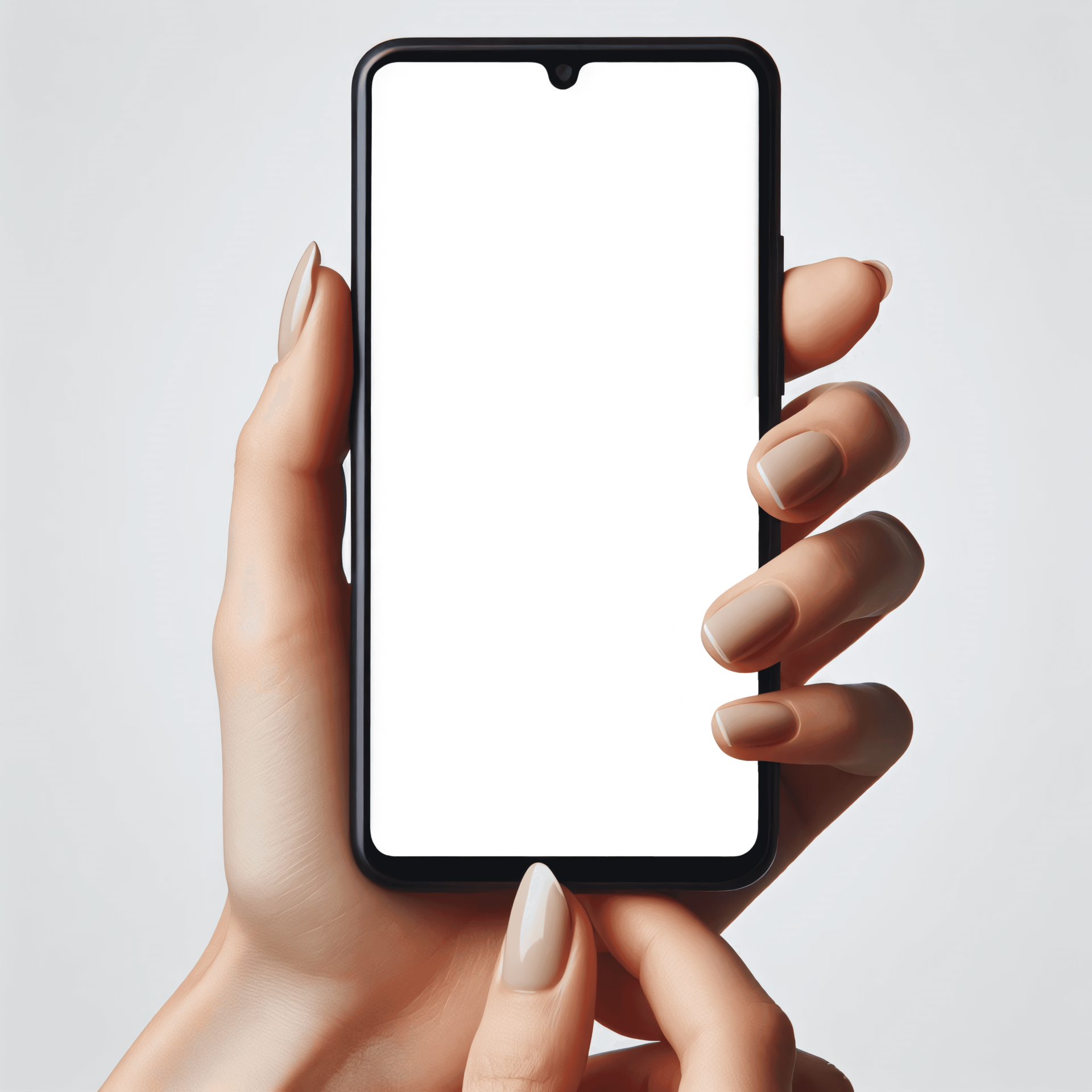 Ai Generated Female Hands Holding Smartphone With Blank Screen