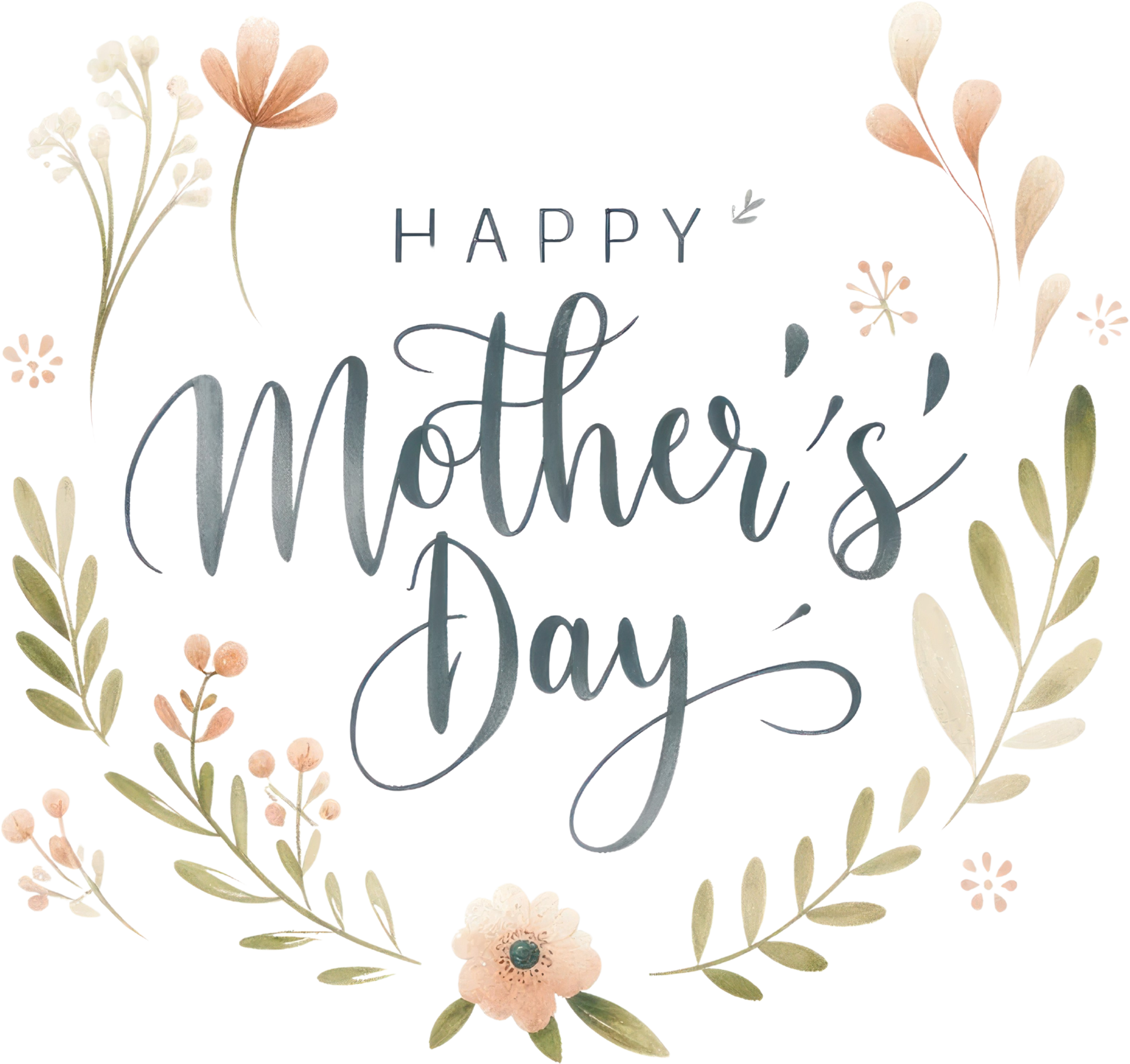 Ai Generated Happy Mothers Day Floral Greeting Design Elegant