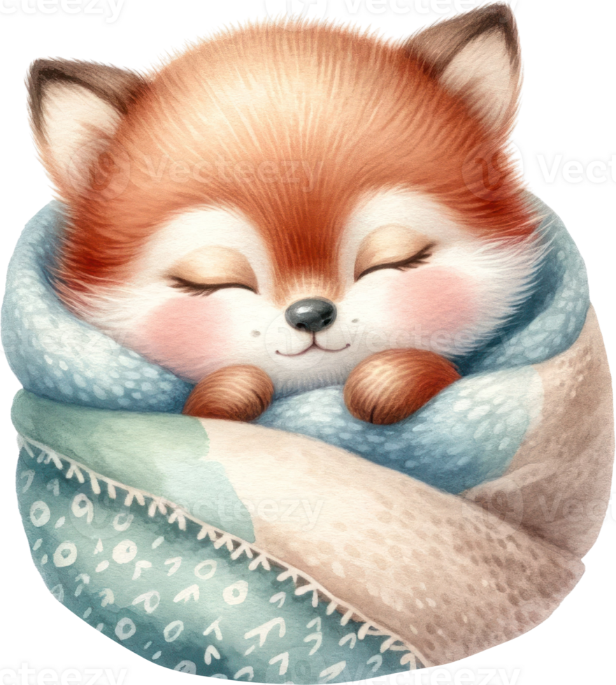 Ai Generated Sleeping Fox Cub Wrapped In Cozy Scarf Illustration A Peaceful Sleeping Fox Cub