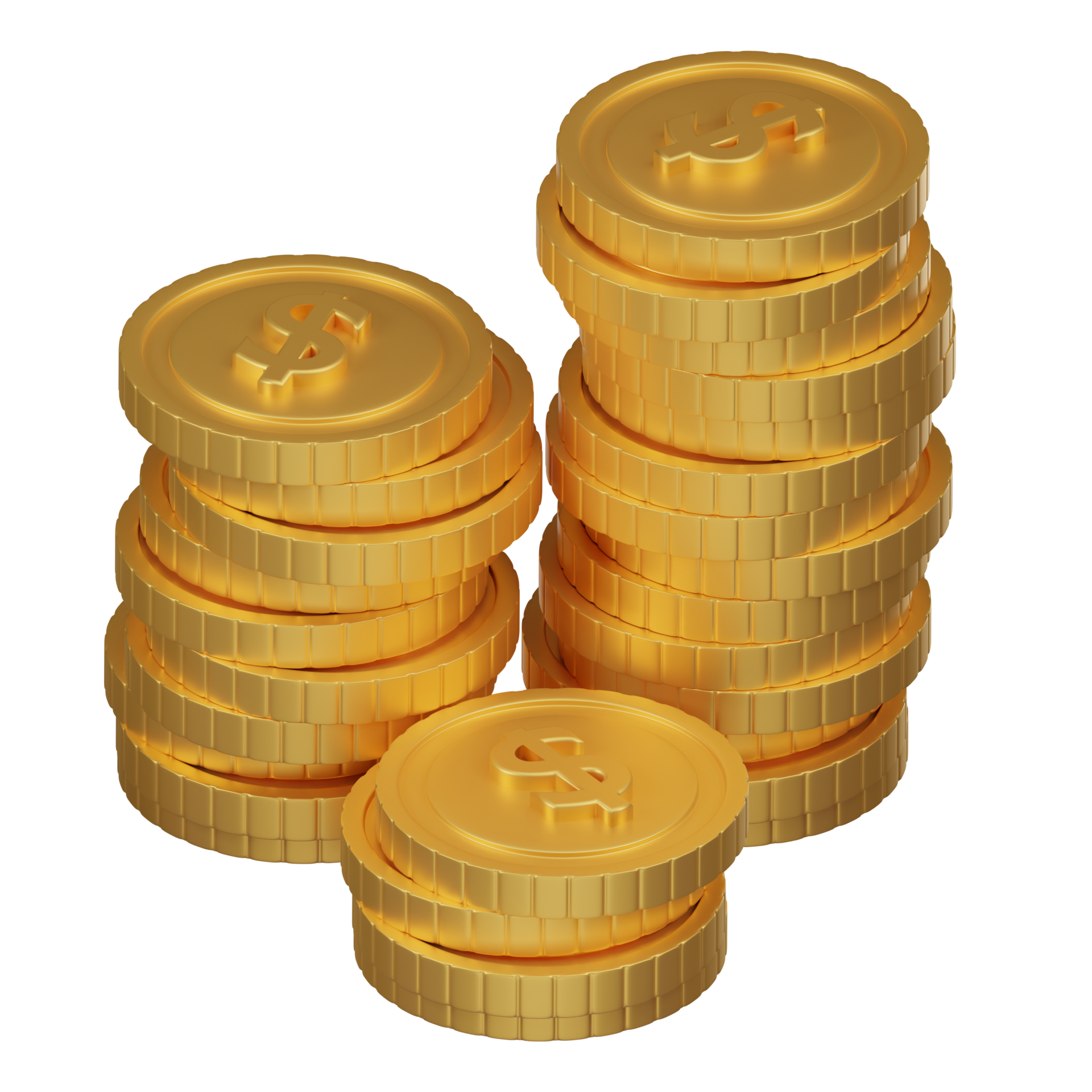 3D Stacked Gold Coins Icon 41644120 PNG