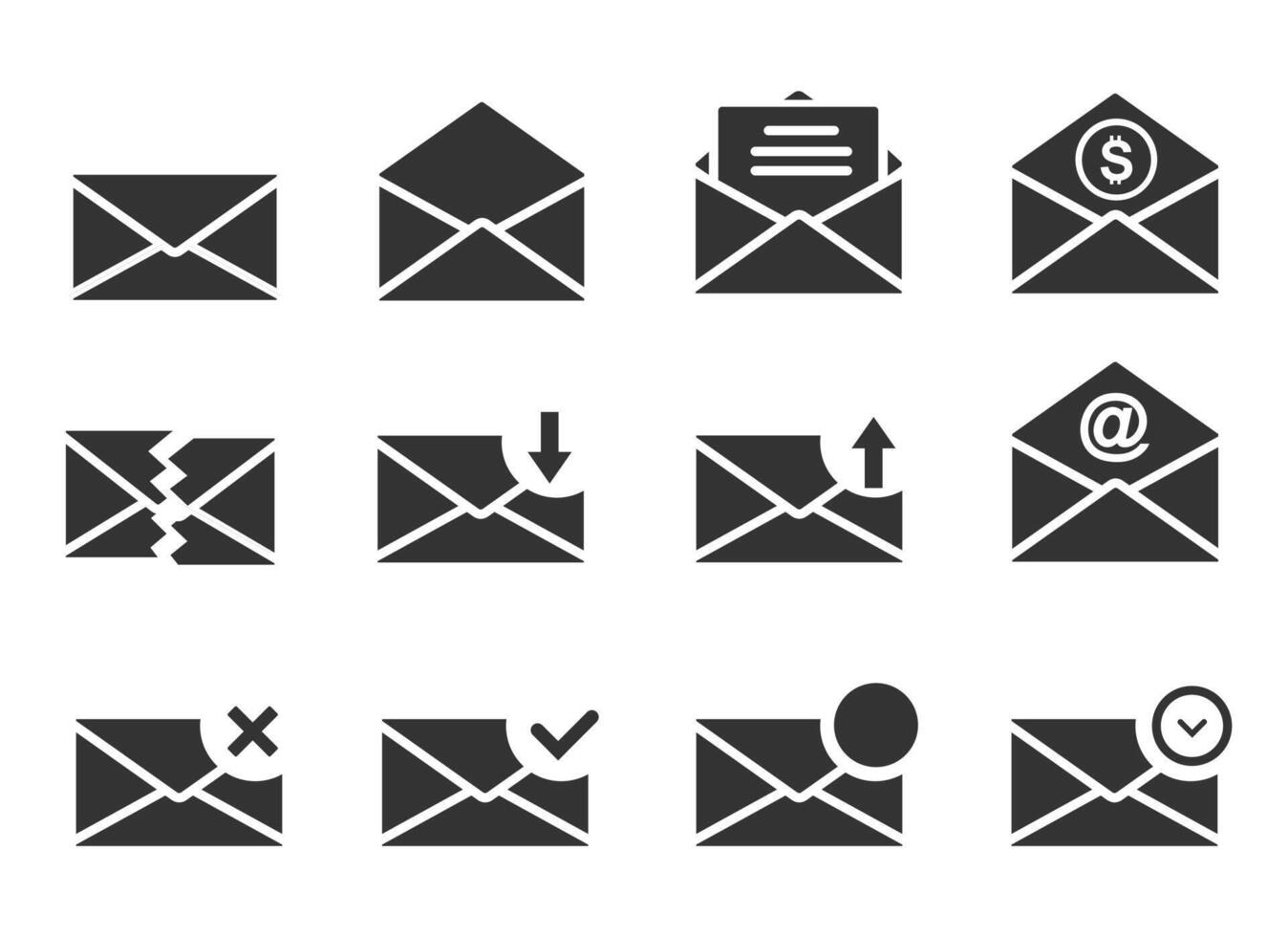 Message envelope icon set 41660023 Vector Art at Vecteezy