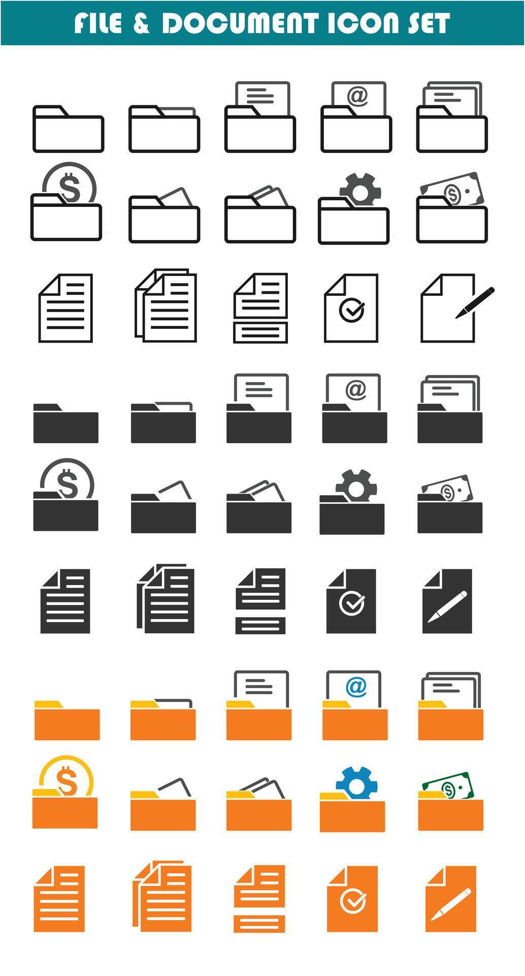 folder and document icon set, various models for graphic design needs ...
