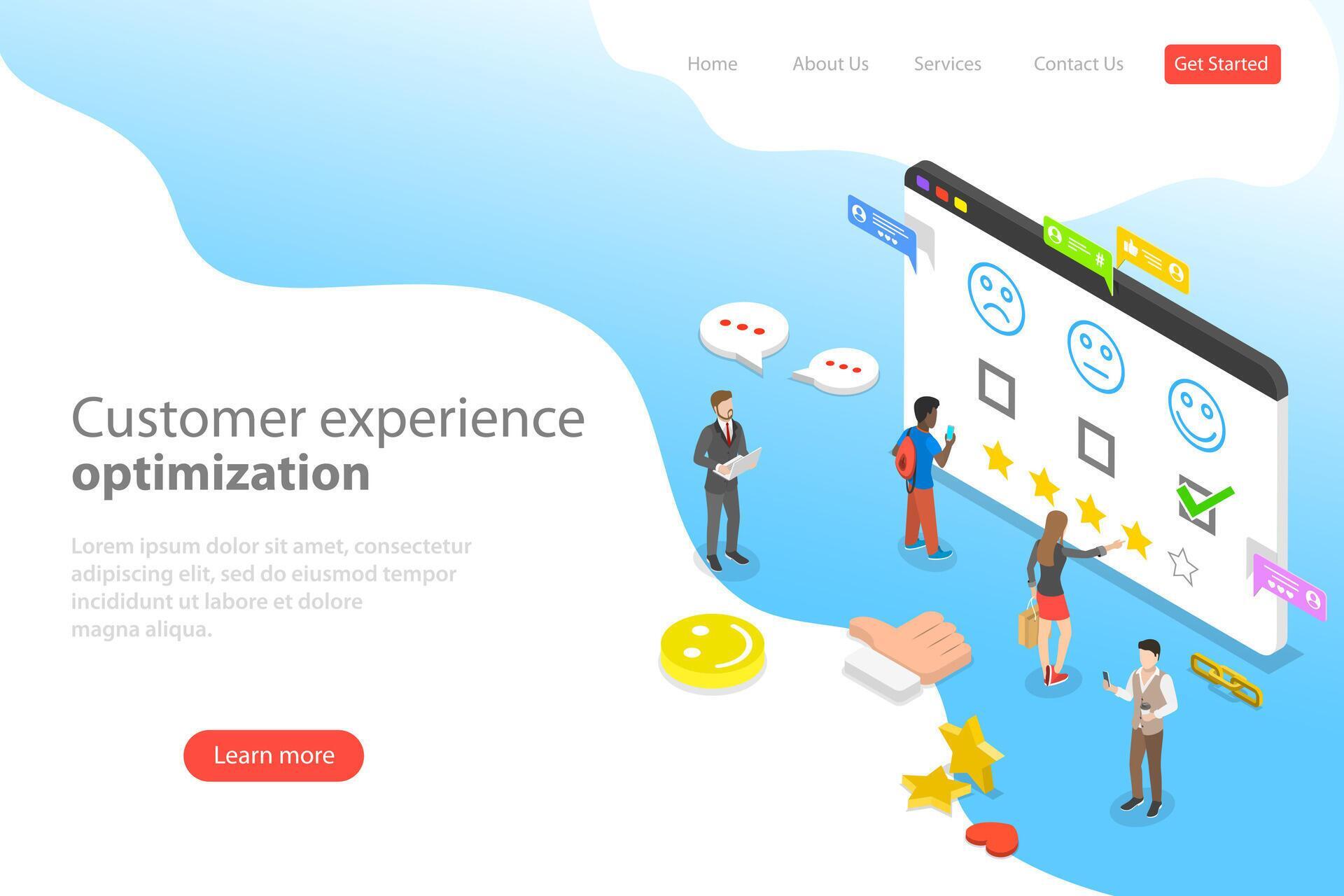 Isometric flat vector landing page template of customer experience ... Isometric flat vector landing page template of customer experience ...