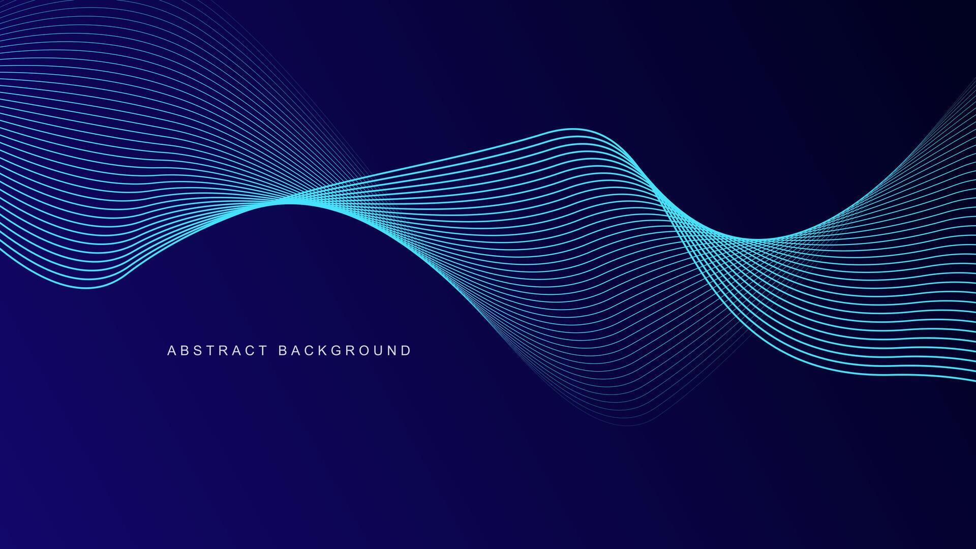 Abstract glowing wave lines on dark blue background. Dynamic wave pattern. Modern flowing wavy ...