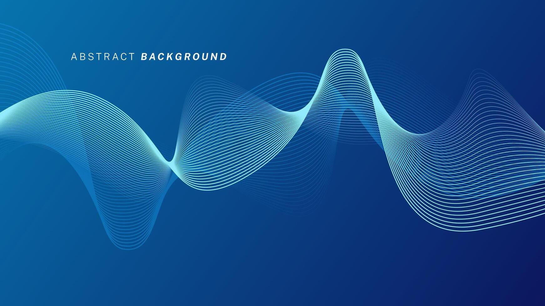 Abstract Glowing Wave Lines On Dark Blue Background Dynamic Wave Pattern Modern Flowing Wavy