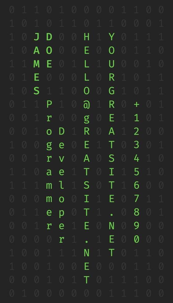 Programmer Business Card with Binary Code Theme 41706473 Template