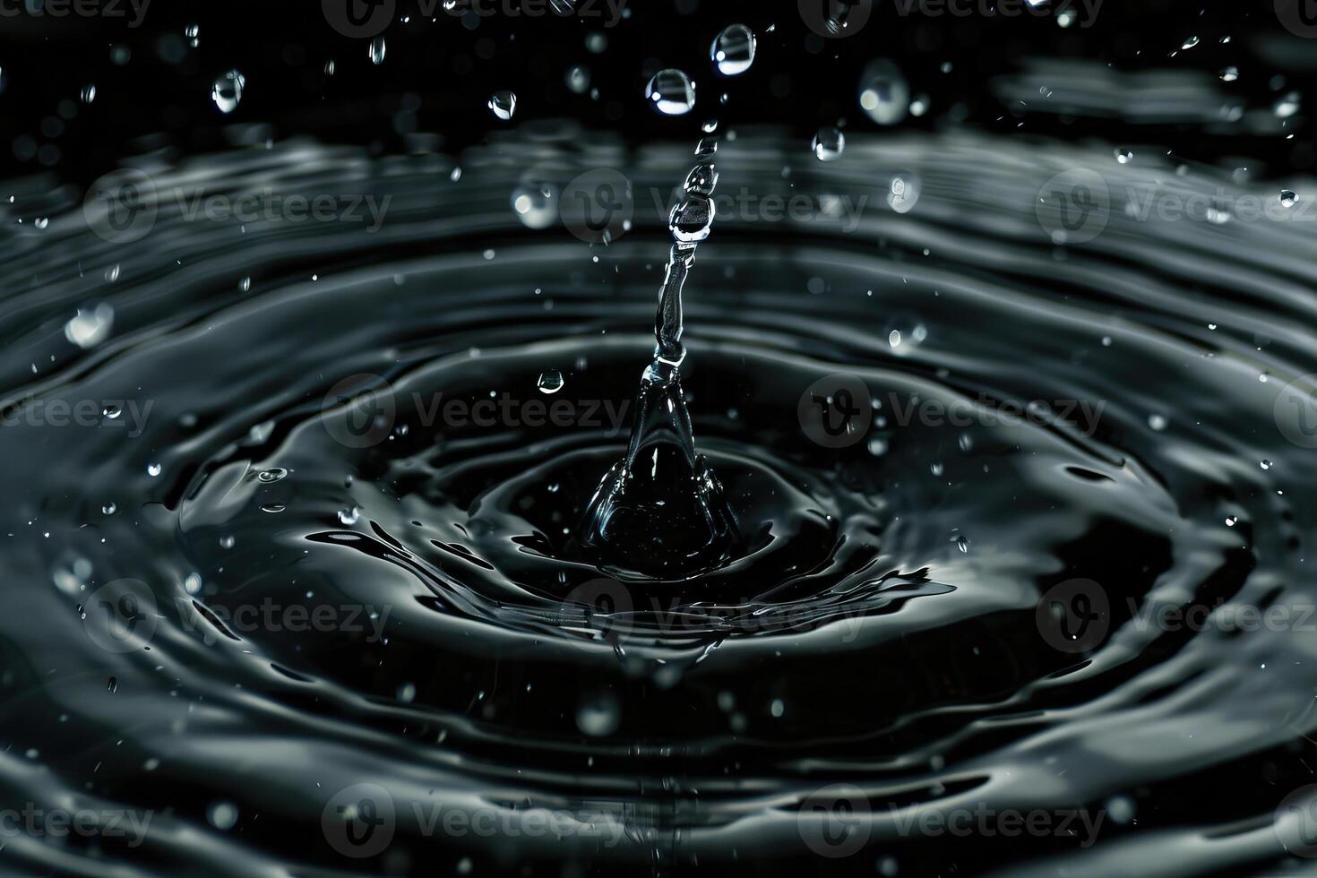AI generated Water droplet splashes in stop motion on black background ... AI generated Water droplet splashes in stop motion on black background ...