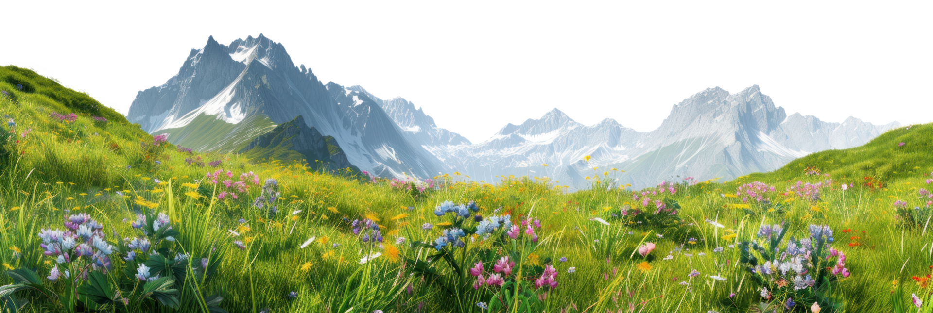 AI generated Mountain landscape in the mountains with blooming meadows ...