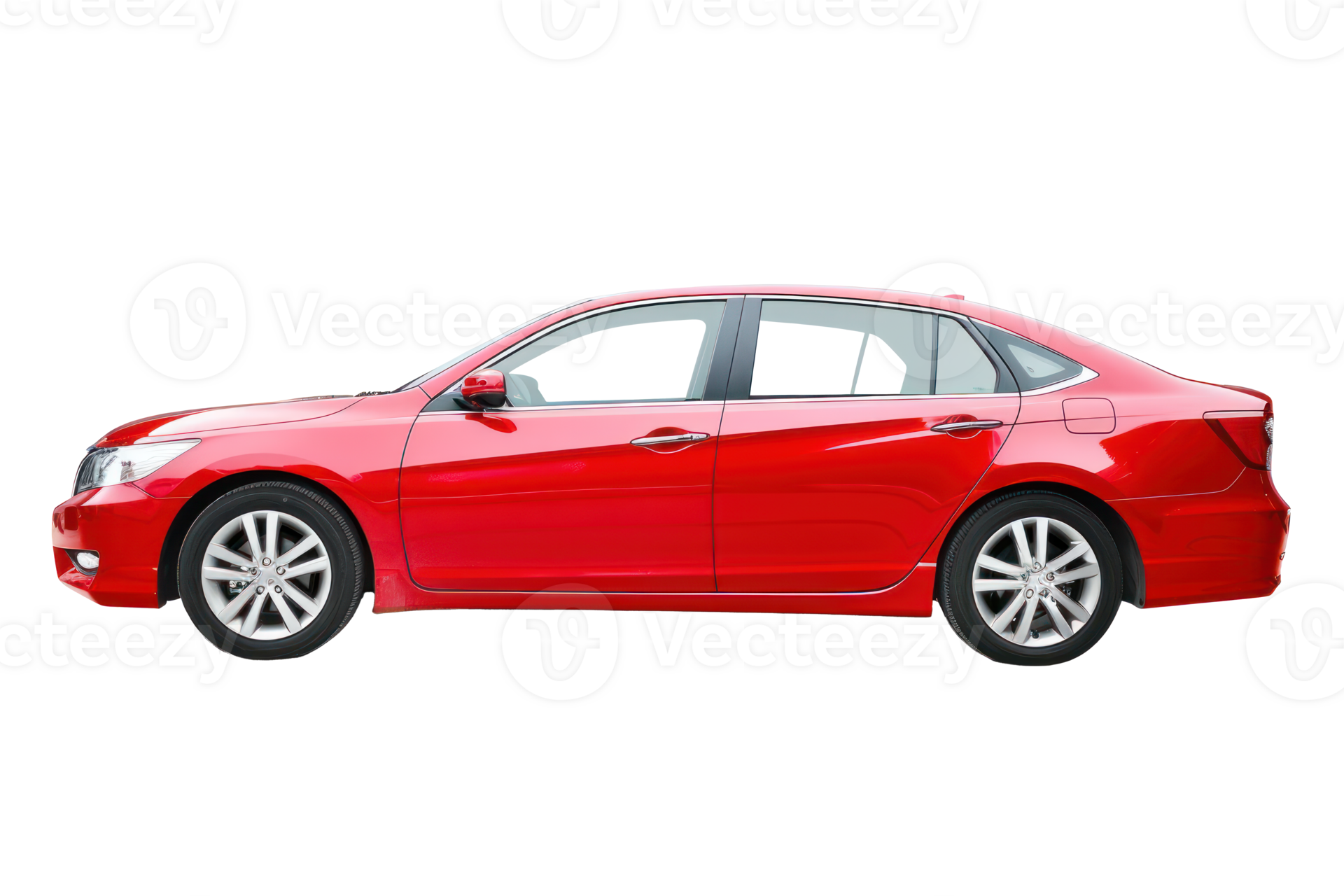 AI generated Red sedan car, side view on a transparent background ...