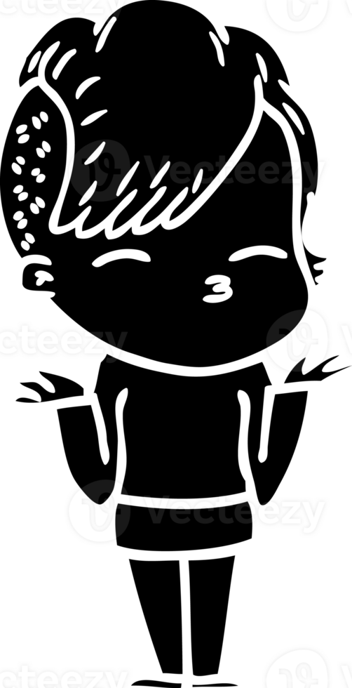 cartoon girl shrugging shoulders solid black icon 41727007 PNG