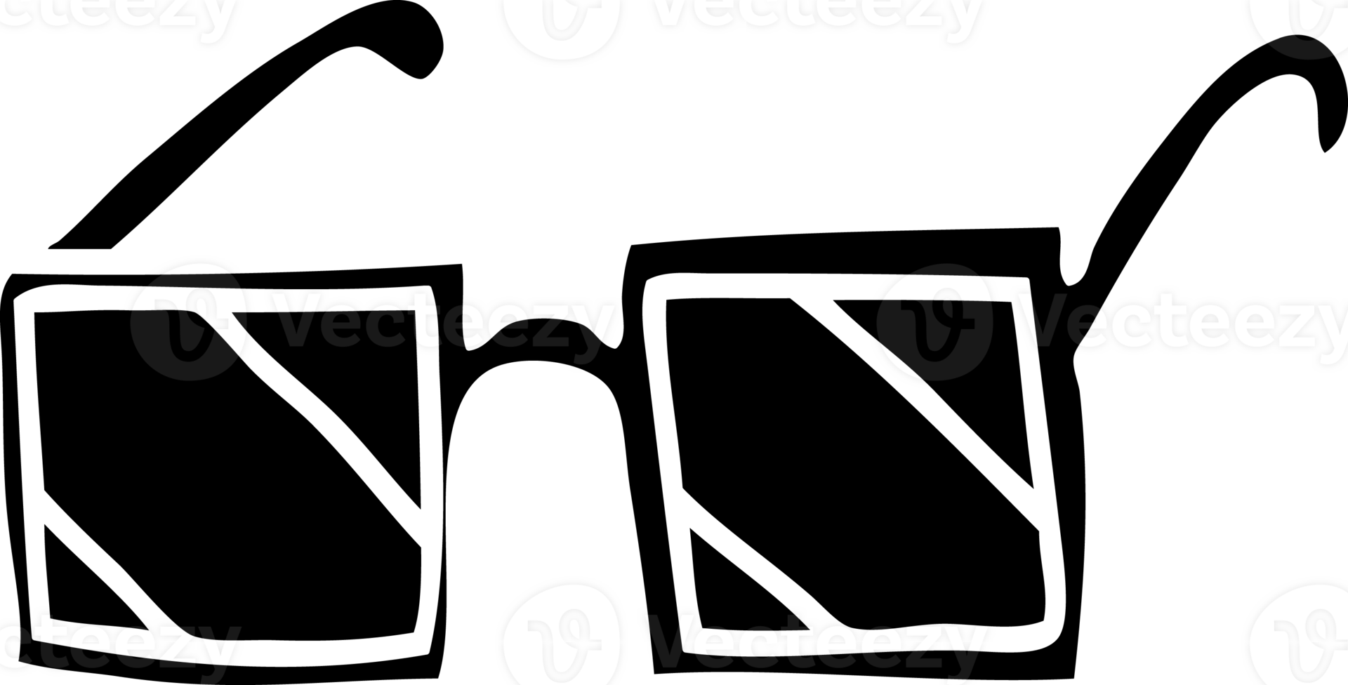 Line Drawing Cartoon Square Sunglasses Solid Black Icon 41727134 Png