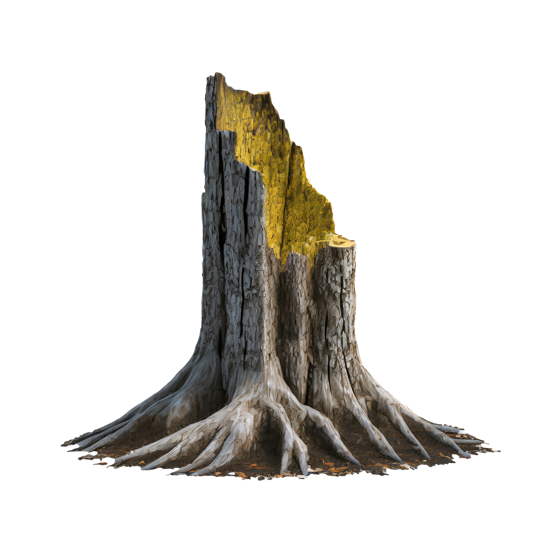 AI generated Fossilized tree stump with intricate details, set against ...