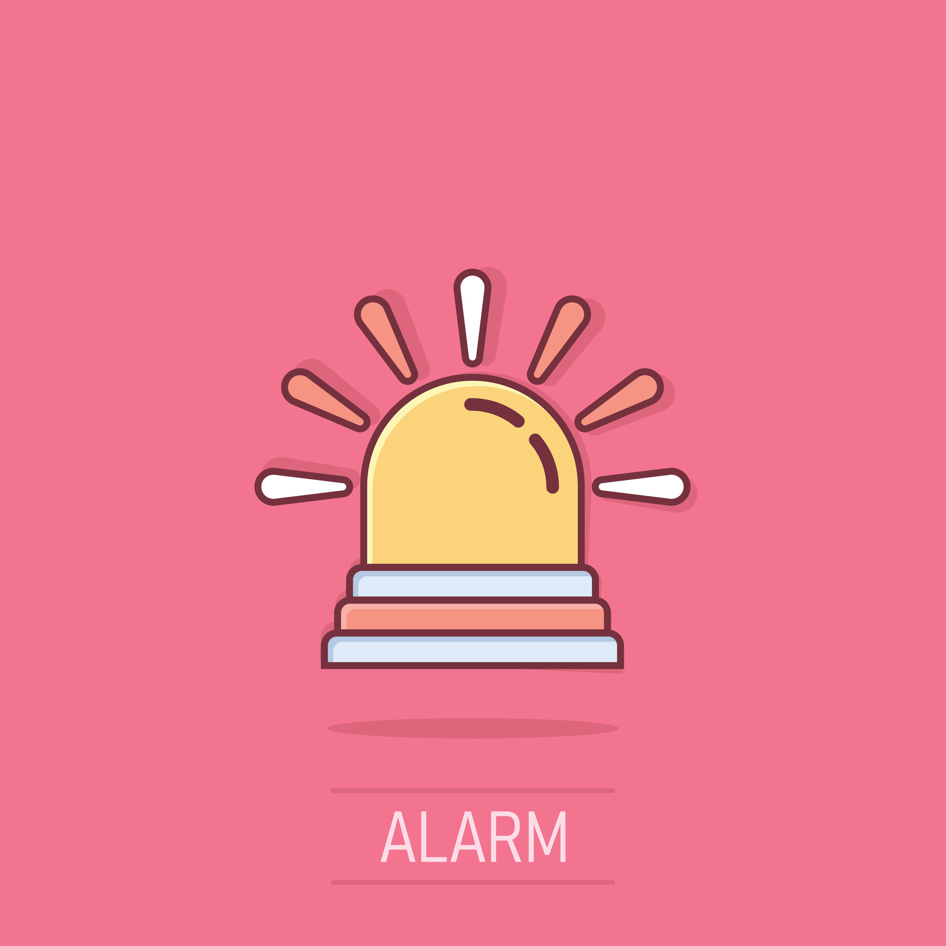 Emergency alarm icon in comic style. Alert lamp cartoon vector ...