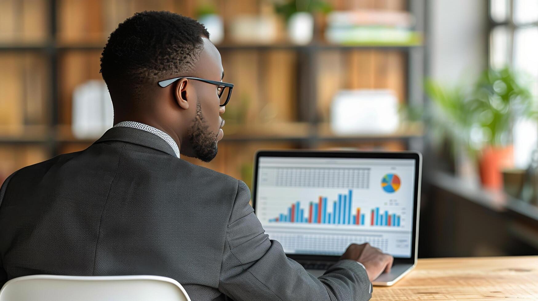 AI generated Man Sitting in Front of Laptop Computer 41853971 Stock ...