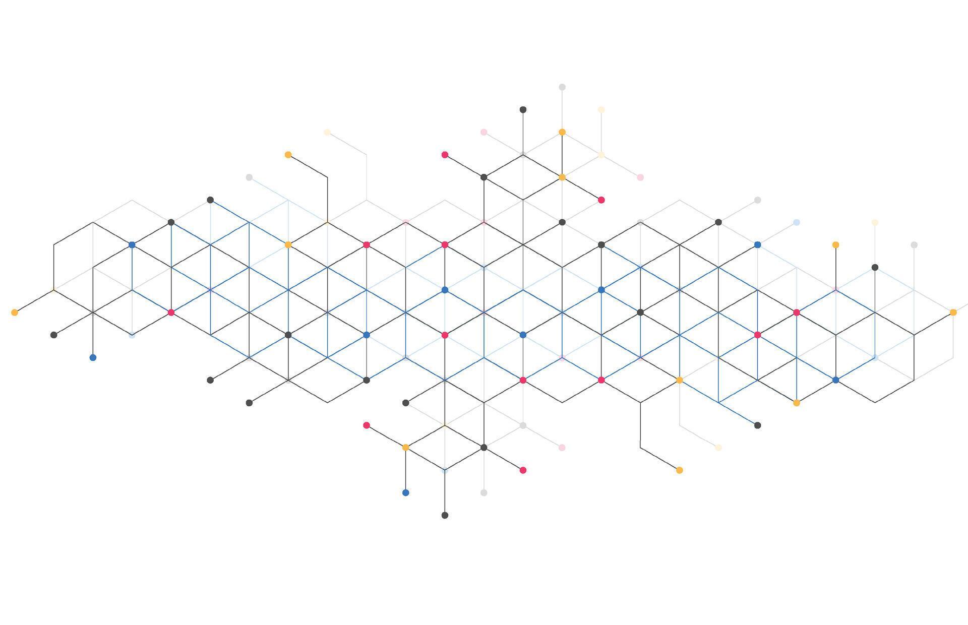 Abstract Geometric Boxes Pattern Dot Line Connection Background Modern