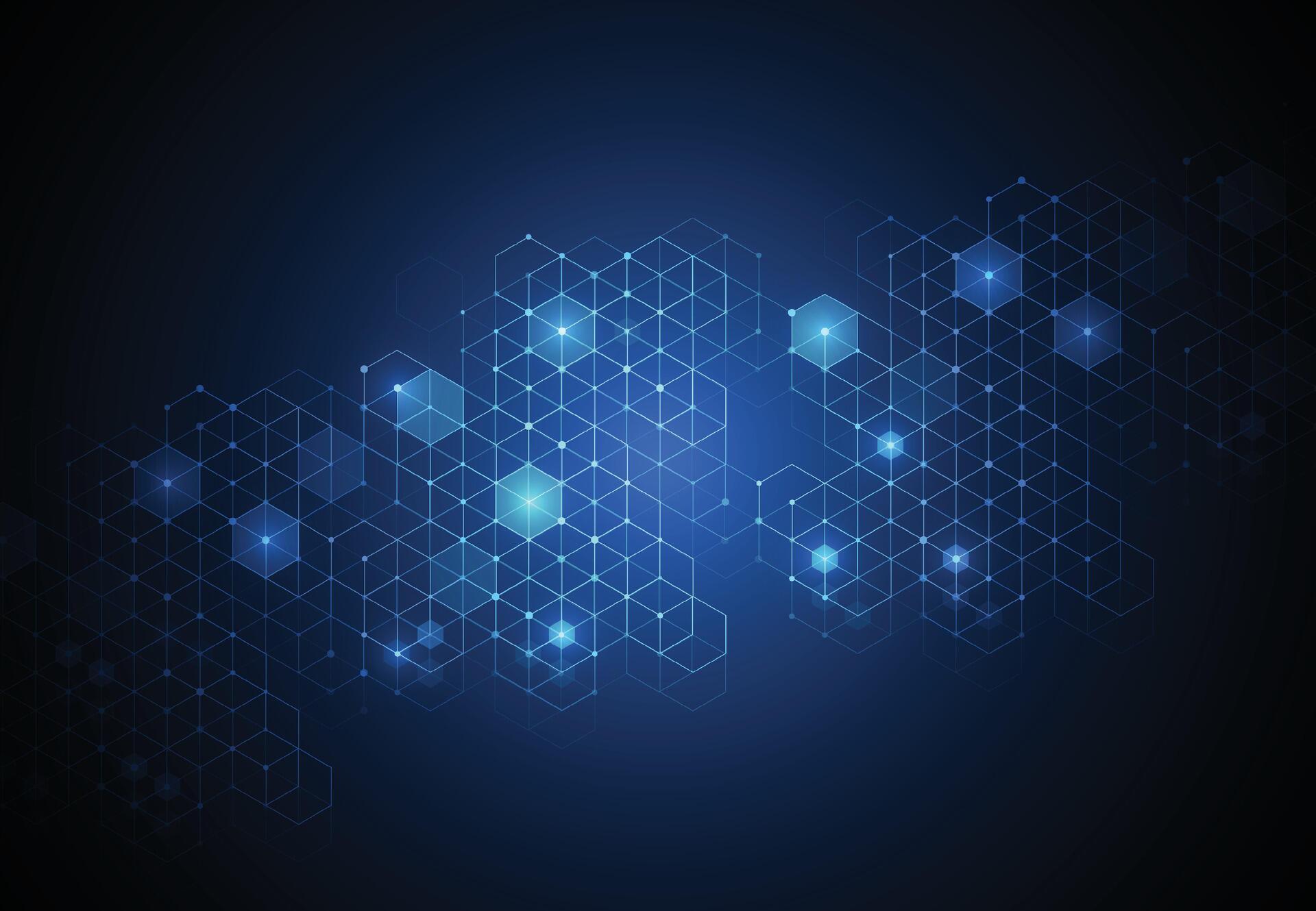 Abstract Hexagonal Molecular Design Blockchain Structures In
