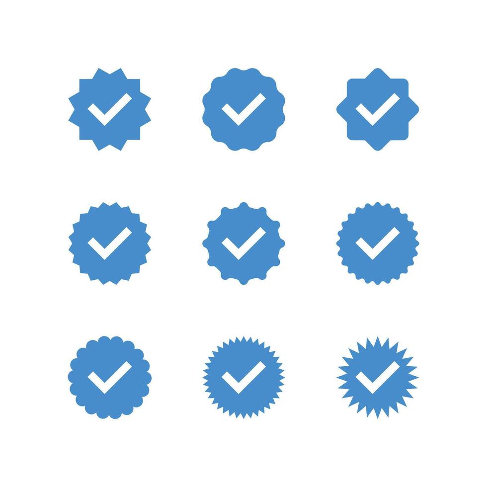 Account Verification Icon Collection Blue Verified Badge Icon Set