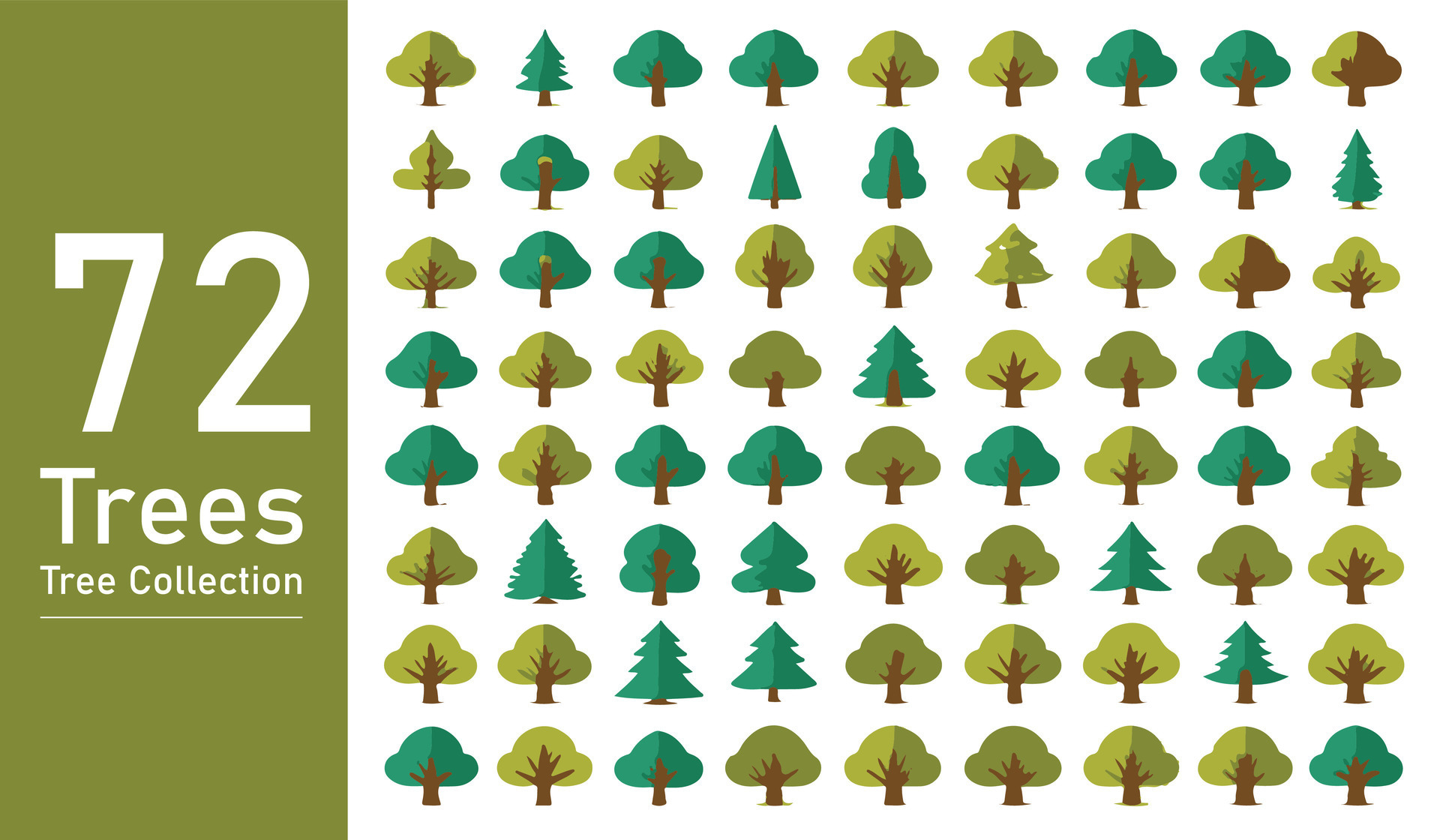 Silhouette Tree Line Drawing Set Side View Set Of Graphics Trees