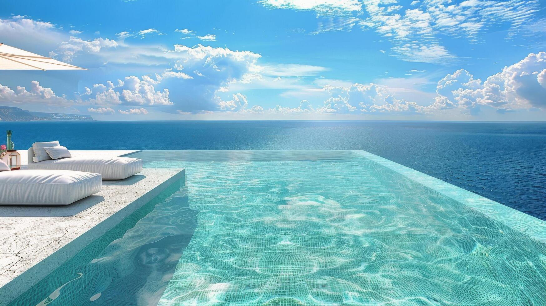 AI generated Large Swimming Pool by the Ocean 41873156 Stock Photo at ...