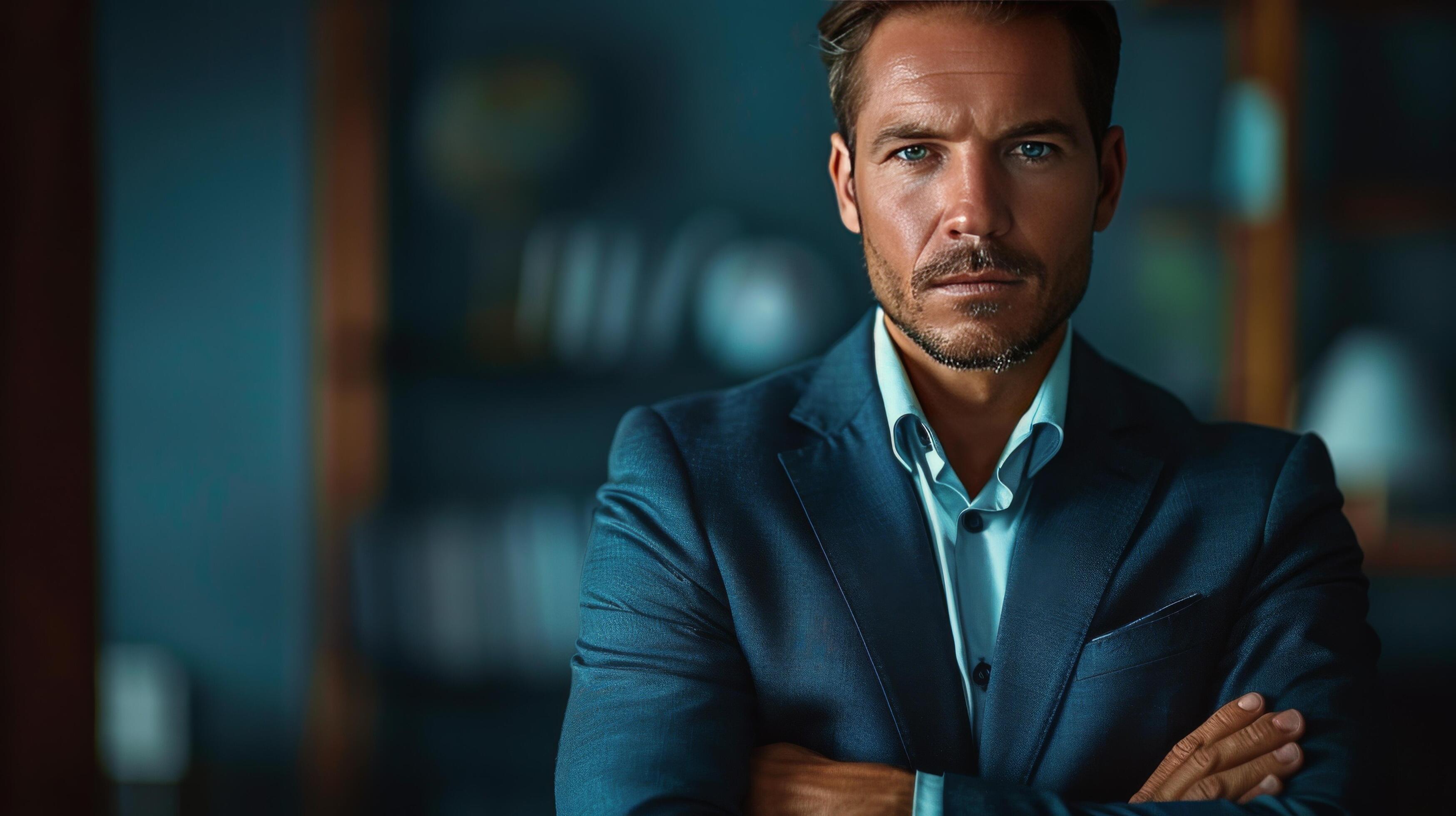 AI generated Confident Man Crossing Arms in Suit 41874755 Stock Photo ...