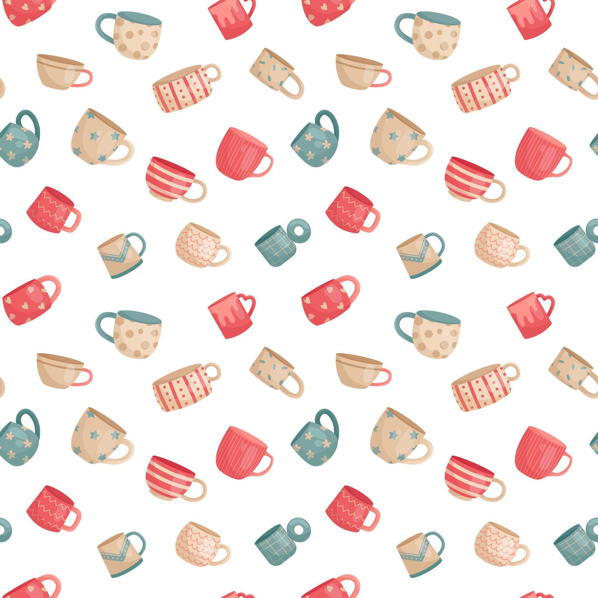 Vector pattern with different mugs 41877062 Vector Art at Vecteezy