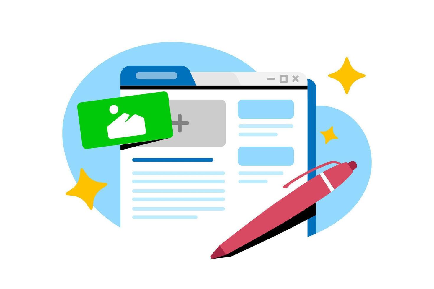 content writer. create blog article concept illustration flat design ...