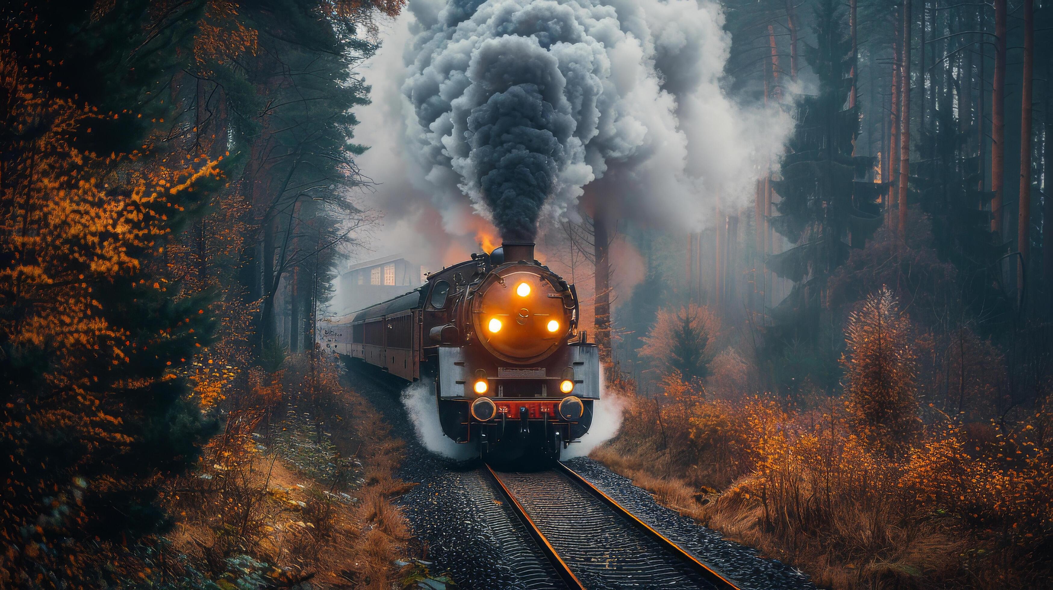 AI generated Train Passing Through Dense Forest 41879854 Stock Photo at ...