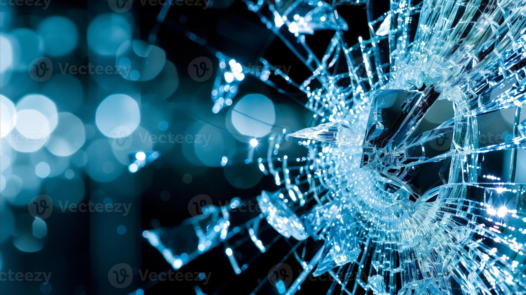 AI generated Close-up of shattered glass with intricate details ...