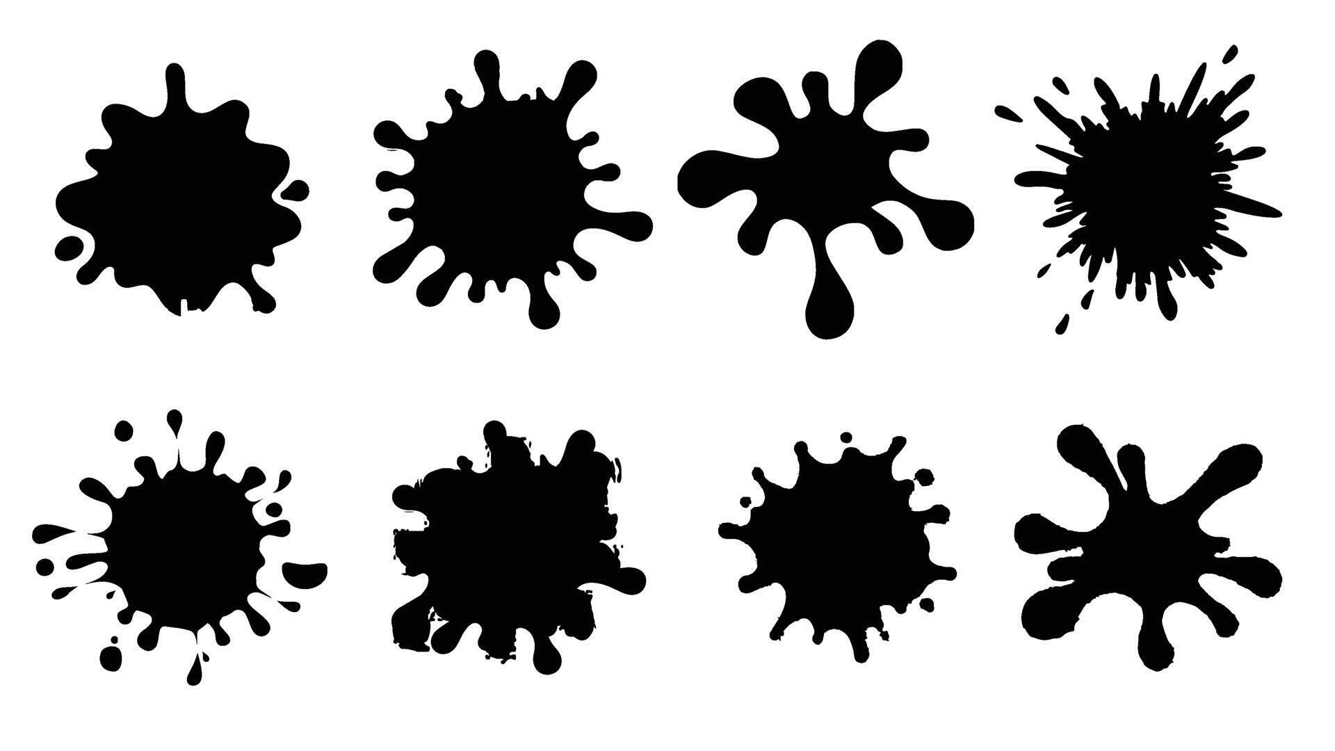 Ink drops and splashes icon set. vector paint splashes. Set of black ...
