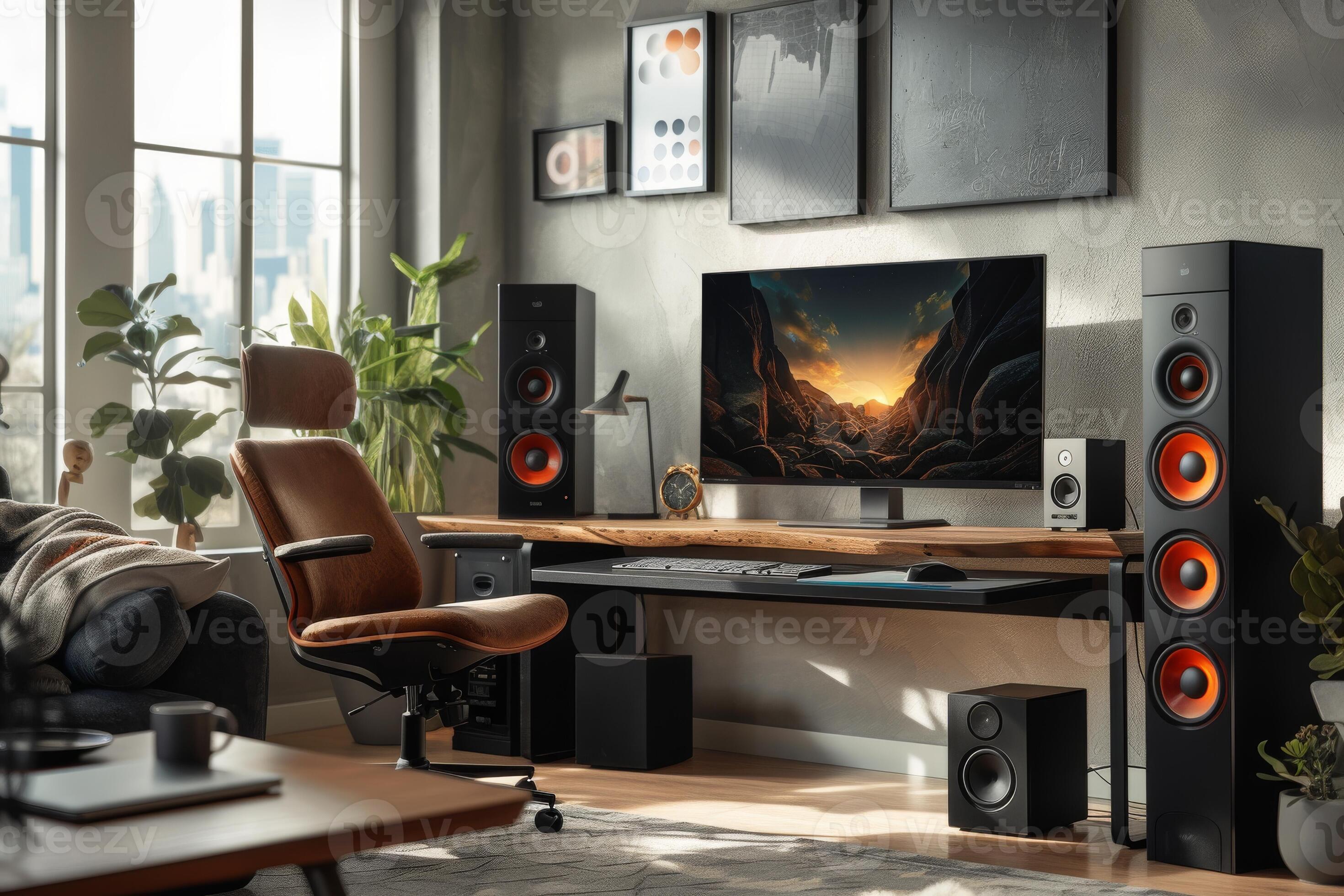 AI generated A modern PC setup featuring sleek desktop towers 41893443 ...