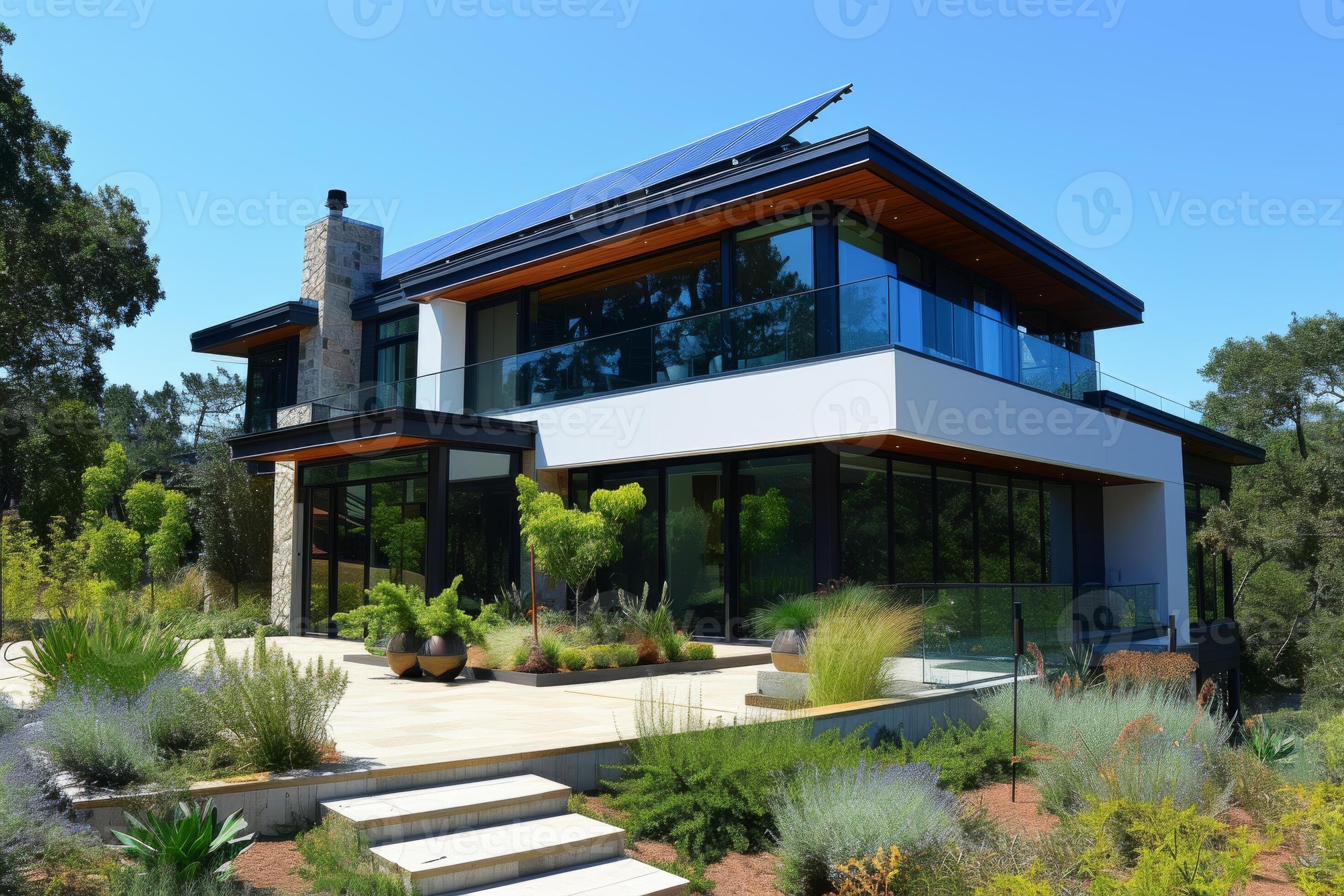 AI generated A modern house where technology seamlessly integrates with ...