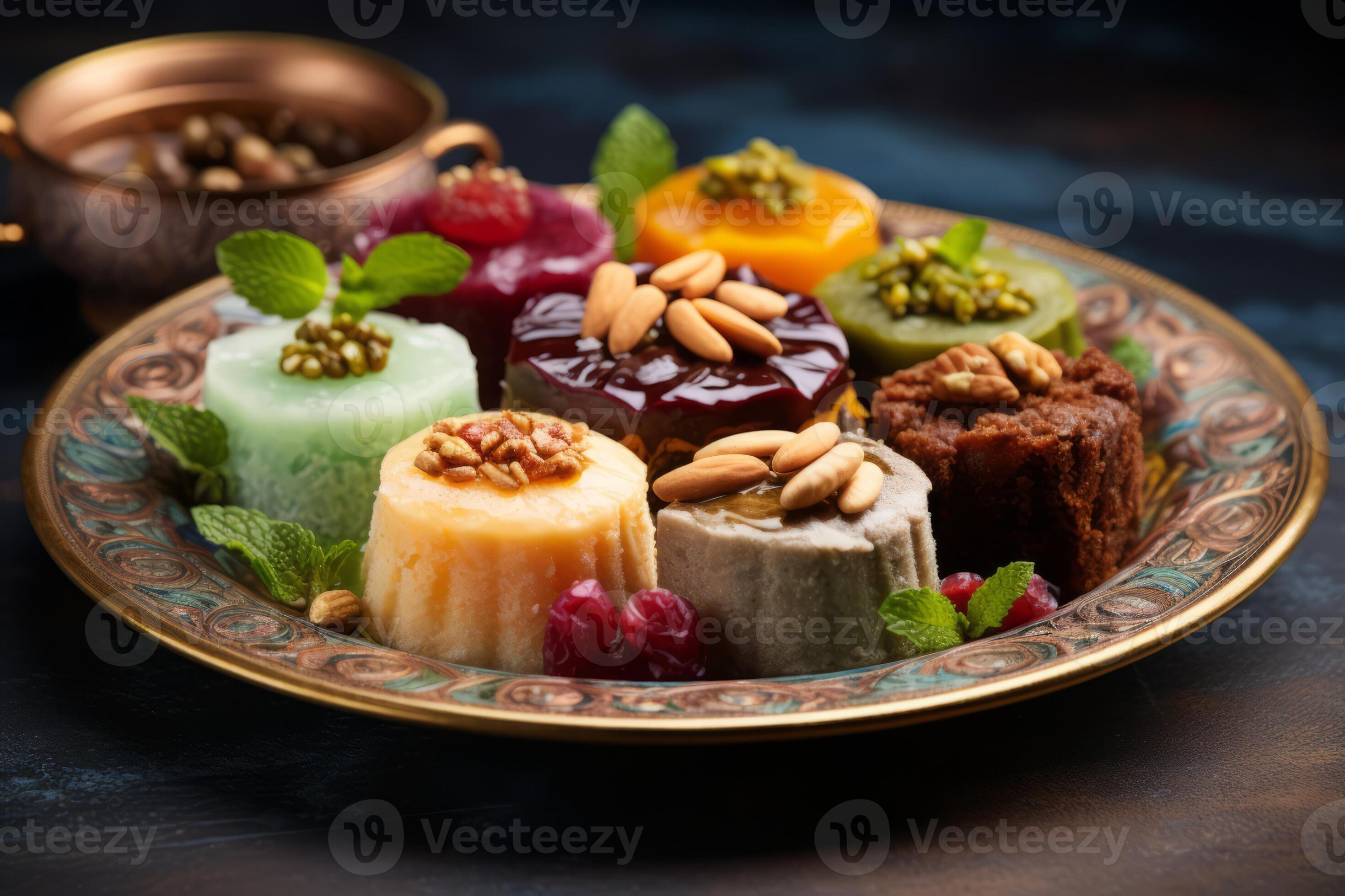 AI generated A plate of traditional Middle Eastern desserts. Generative ...