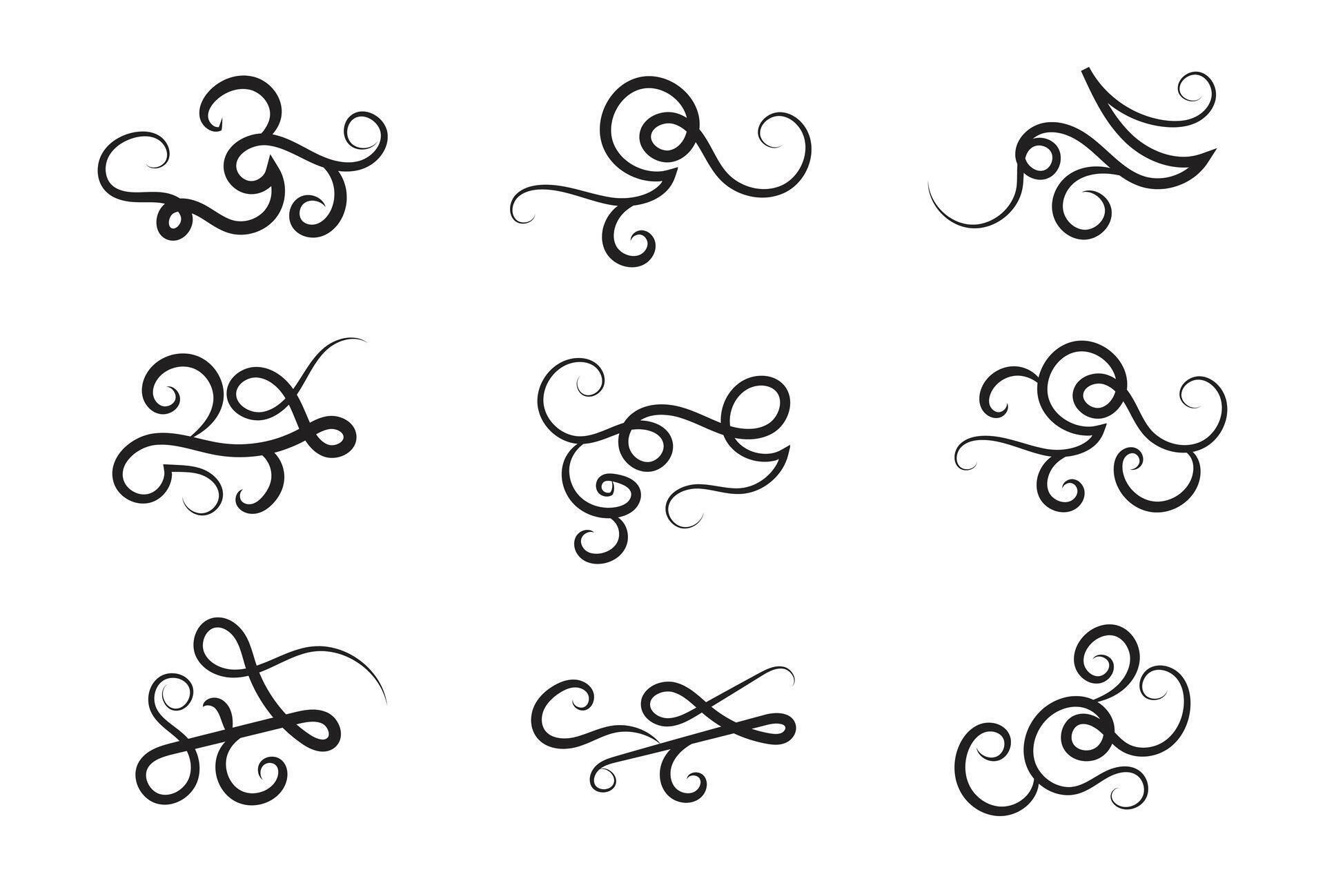 Vintage Filigree Swirls Calligraphy Decorative Scroll Fancy Line