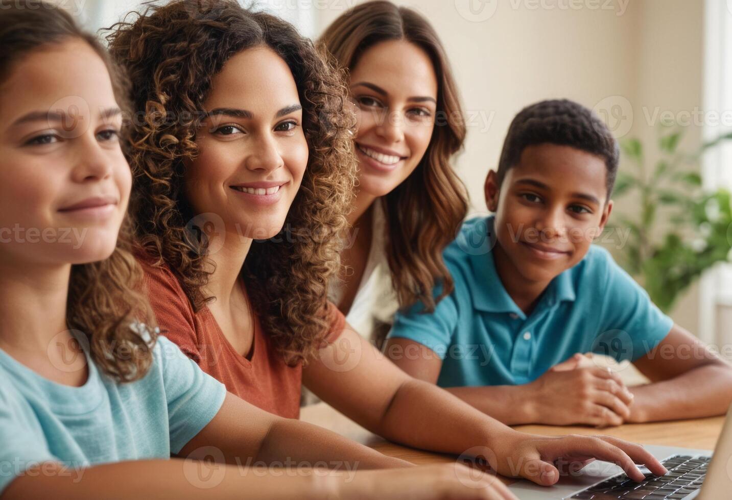 AI Generated Students in a classroom use laptops, likely for research ...