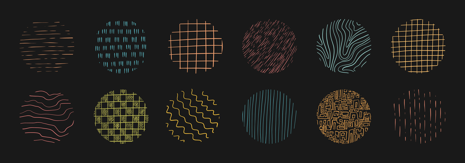 Set of hand drawn texture with different pencil patterns. Crosshatch ...