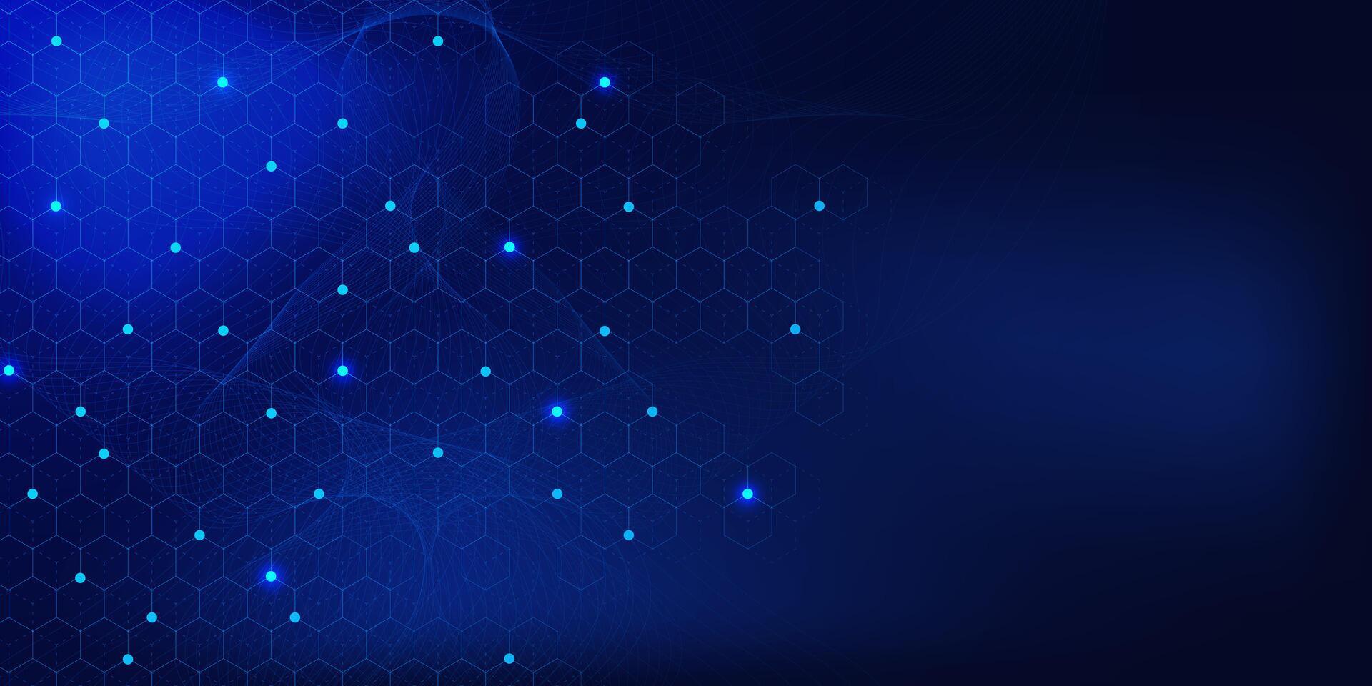 Abstract Hexagon Pattern With Wave Flow Molecular Structure And Genetic Engineering Healthcare