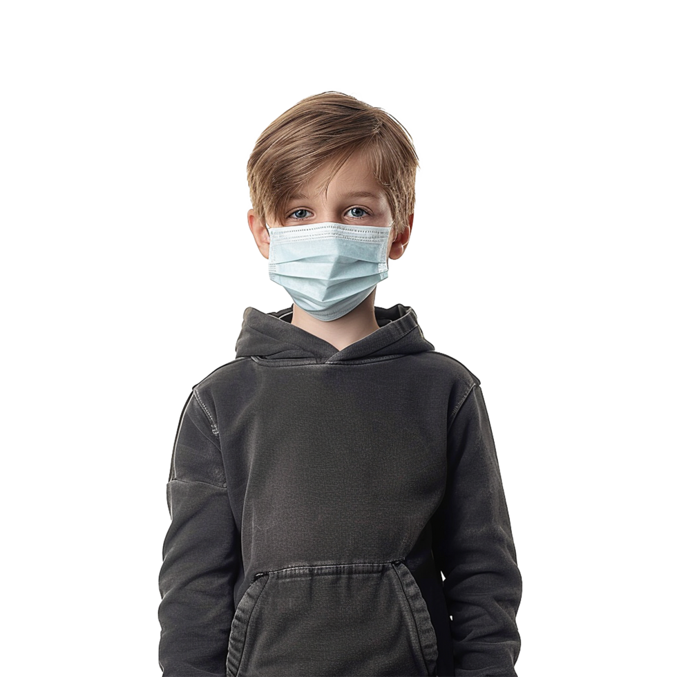 AI generated Small boy wear face mask png isolated on transparent ...