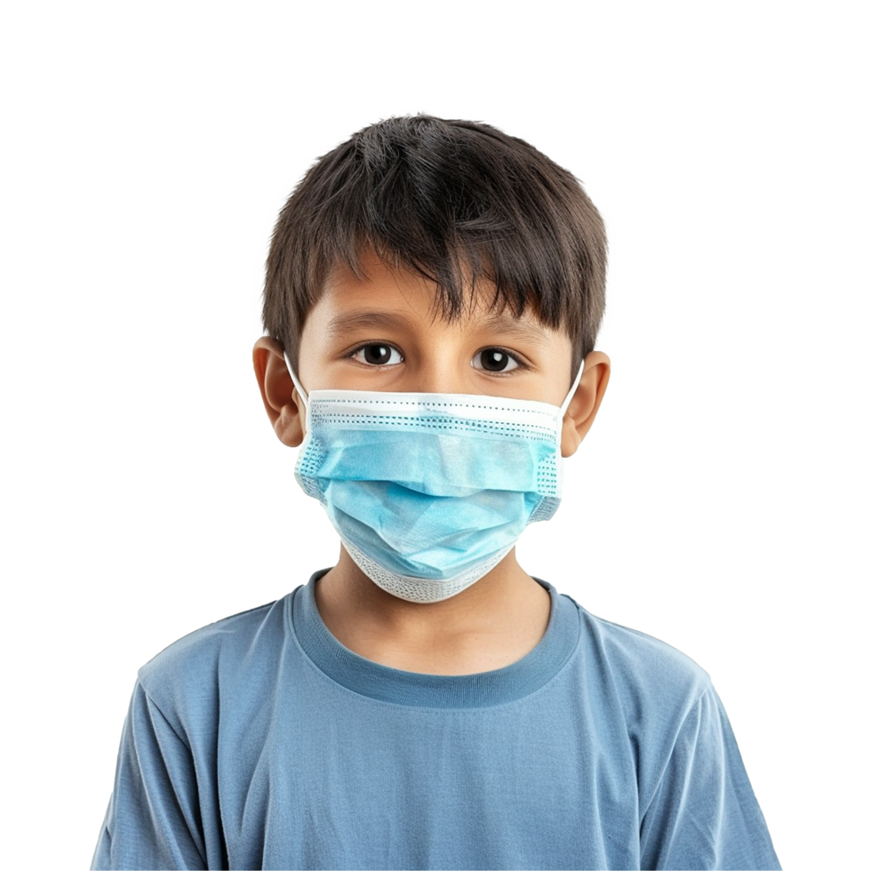 AI generated Small boy wear face mask png isolated on transparent ...
