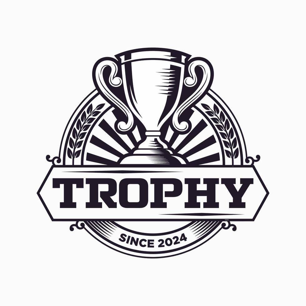 Trophy Tournament Badge Logo Design Vector Template. Black icons ... Trophy Tournament Badge Logo Design Vector Template. Black icons ...